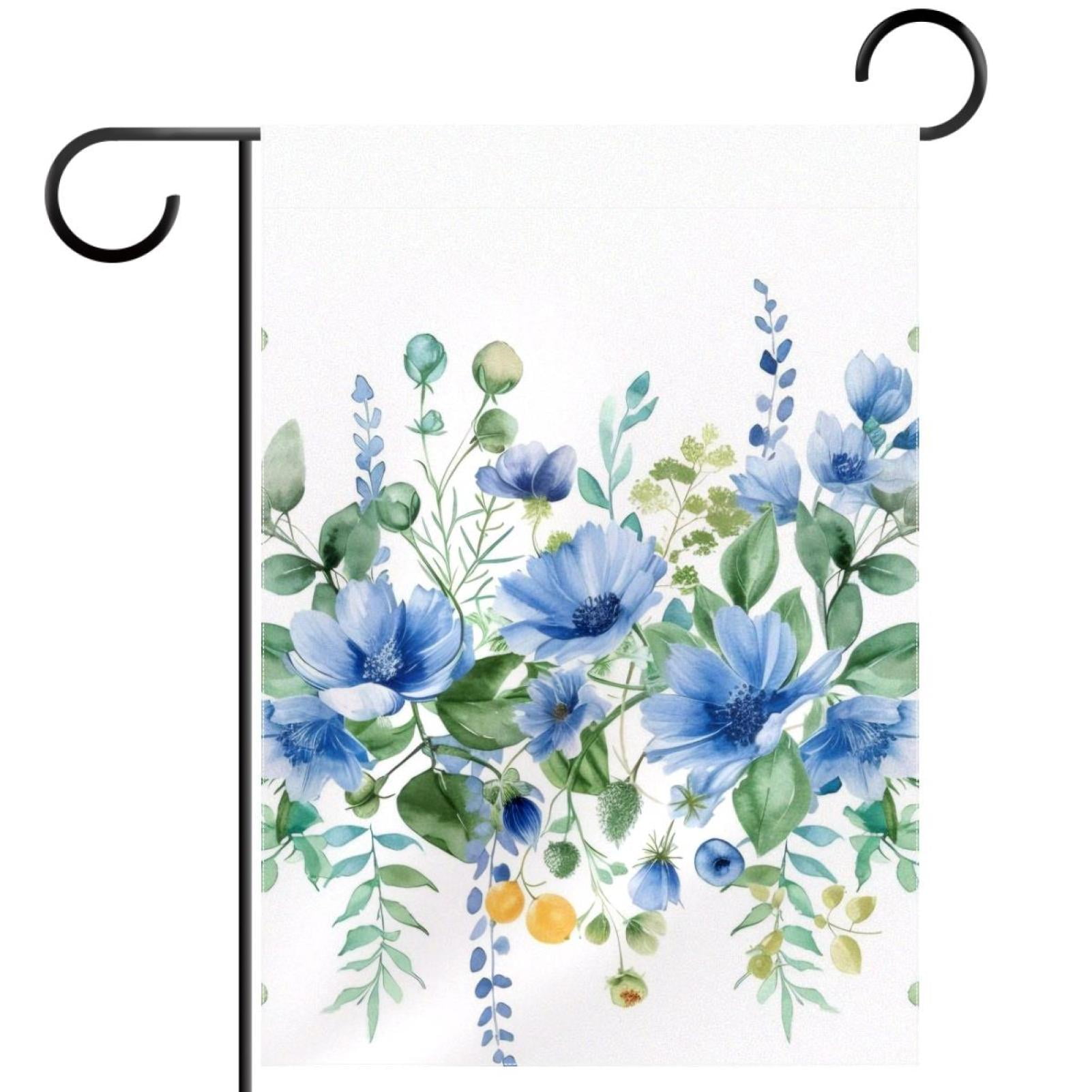 Watercolor Floral Seamless Border Double Sided Garden Flag Decorative ...