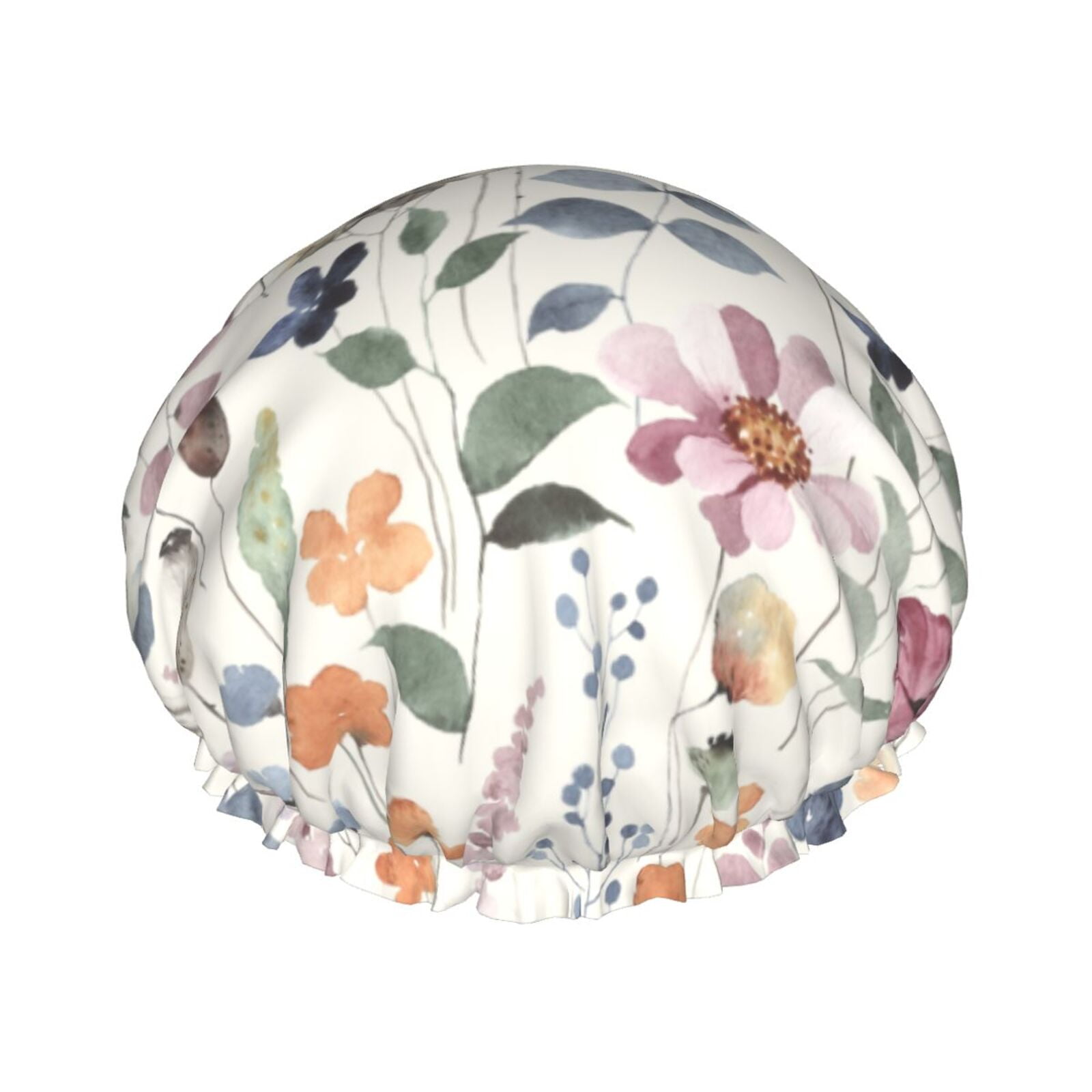 Watercolor Floral Shower Cap, Reusable Bath Hair Hat for all Hair ...