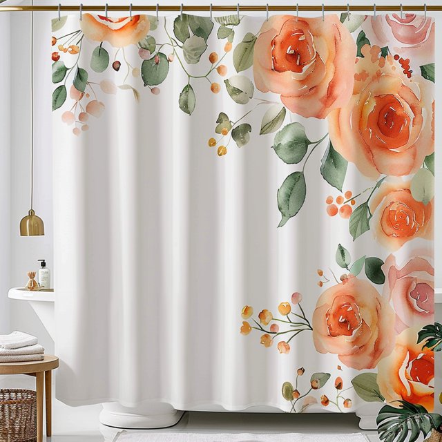 Watercolor Floral Shower Curtain Elegant Rose Design For Romantic Home