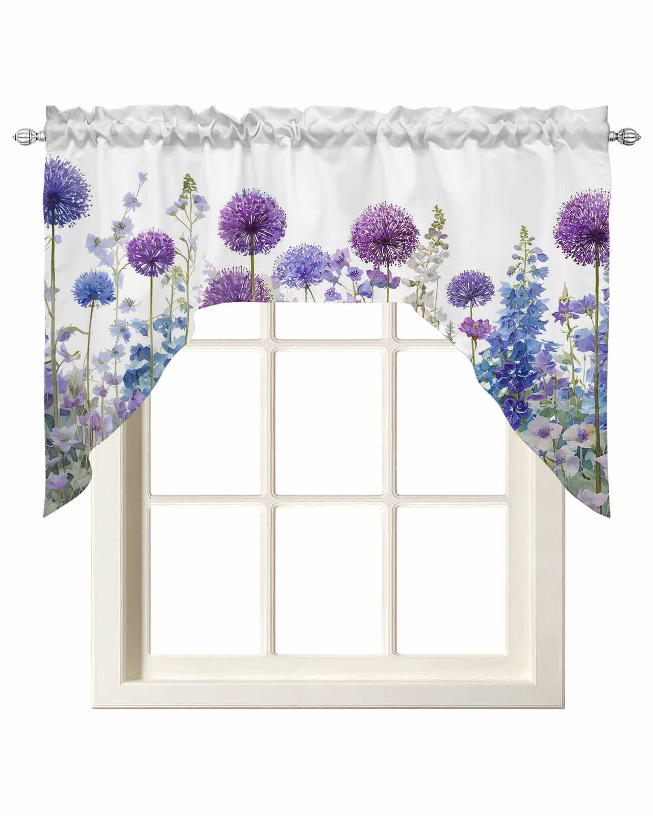 Watercolor Floral Swag Valances for Windows, Small Curtains Drapes ...