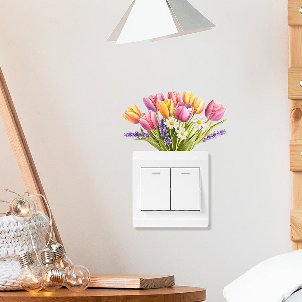 Watercolor Flower Bedroom Living Room Sticker Home Background ...