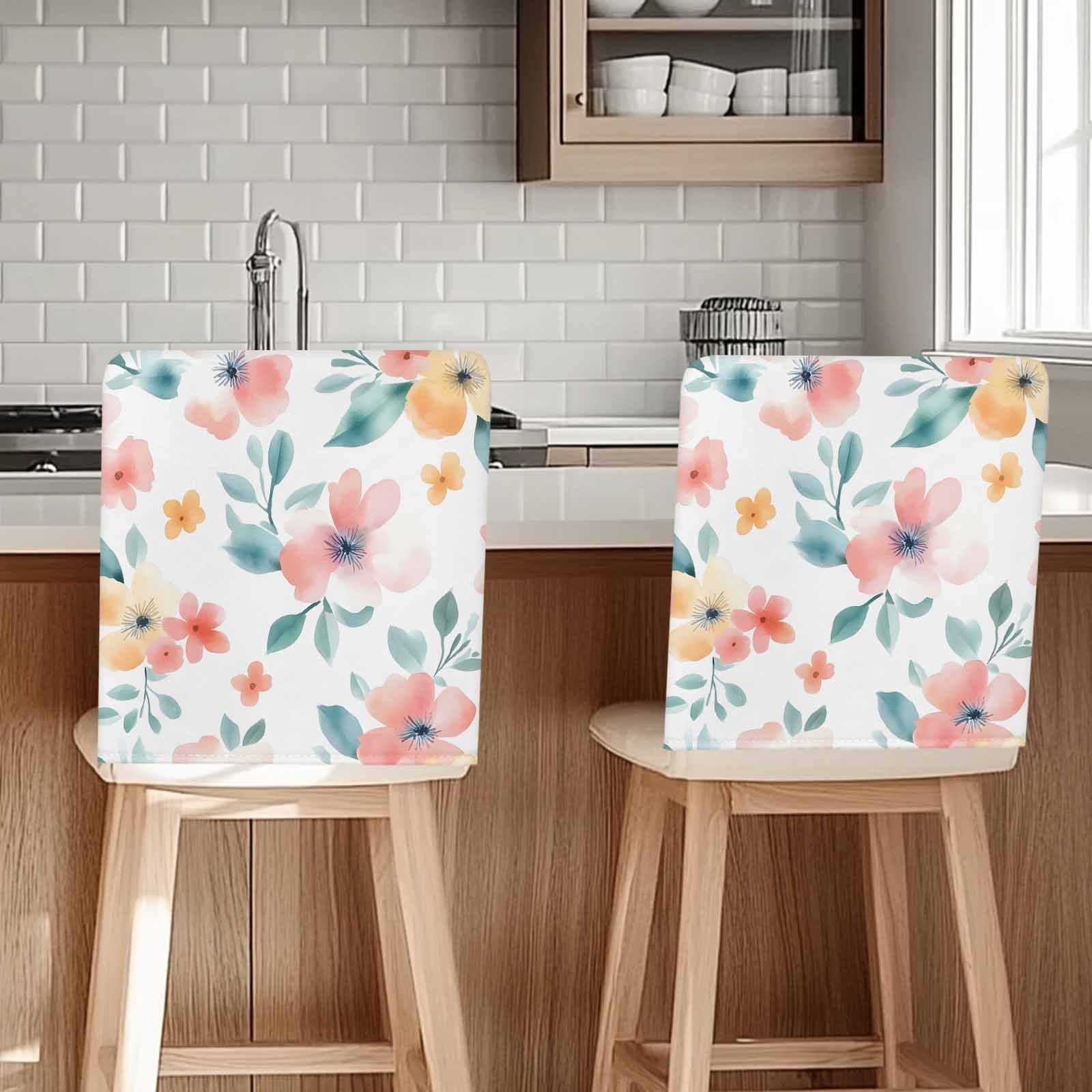 Watercolor Flower Chair Covers Set of 8 Retro Red Yellow Floral Garden ...