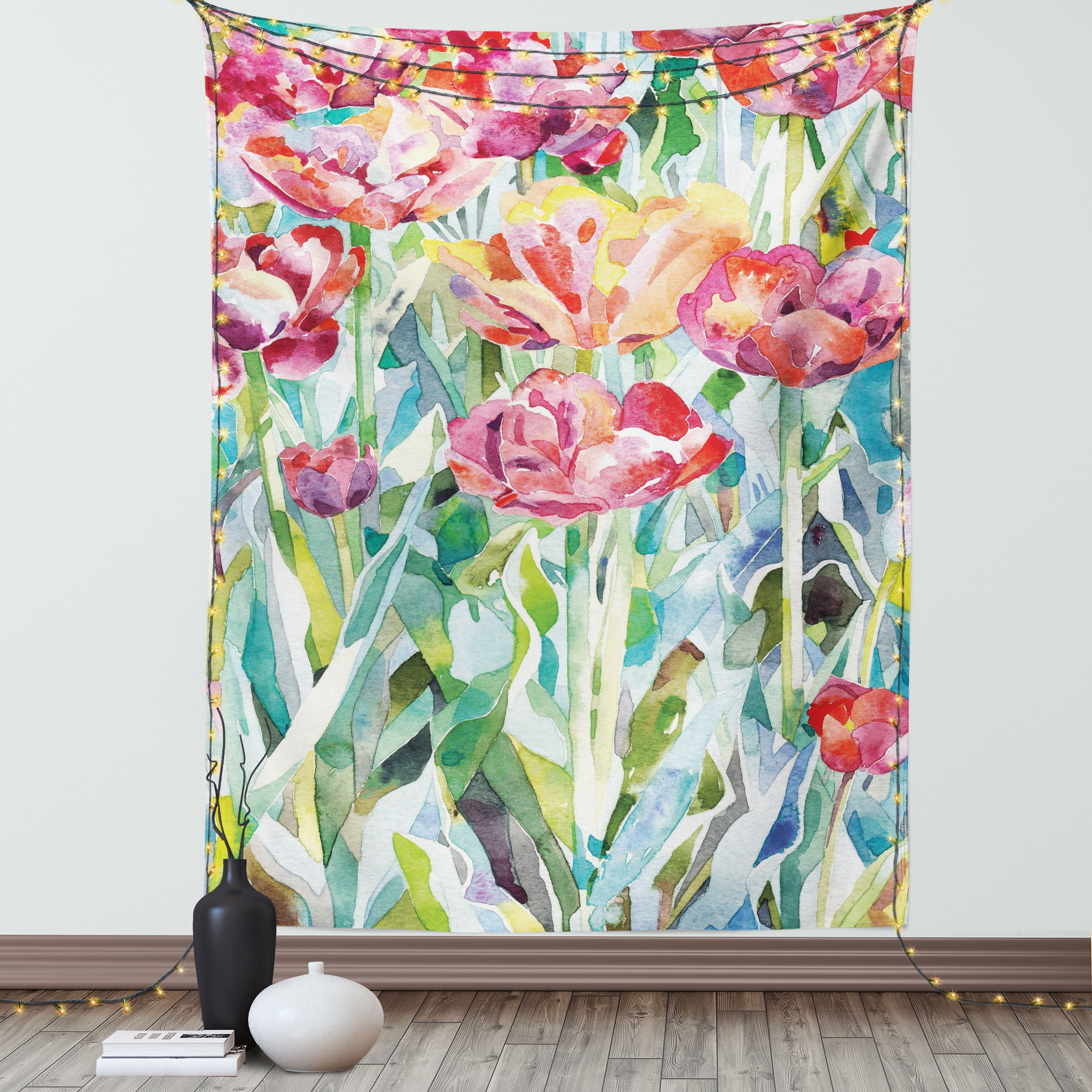Watercolor Flower Decor Wall Hanging Tapestry, Original Painting of ...