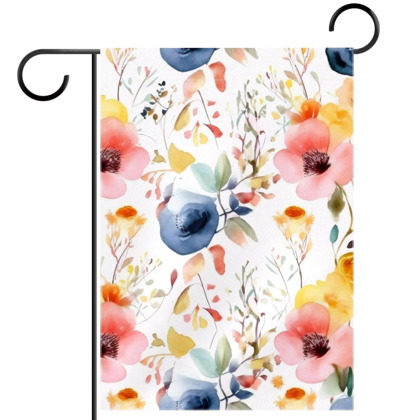 Watercolor Flower Floral Design Double Sided Garden Flag Decorative ...