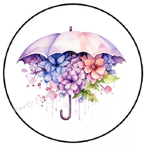Watercolor Flower Floral Umbrella Stickers Party Favors Phone Decal ...