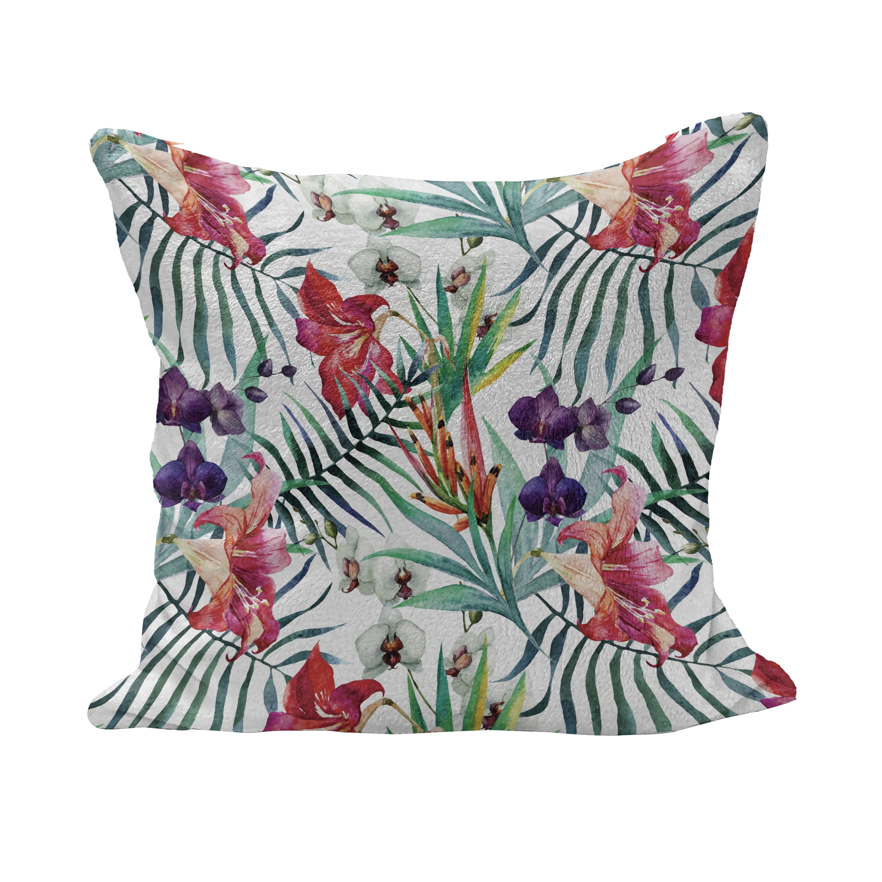 Watercolor Flower Fluffy Throw Pillow Cushion Cover, Tropical Wild ...