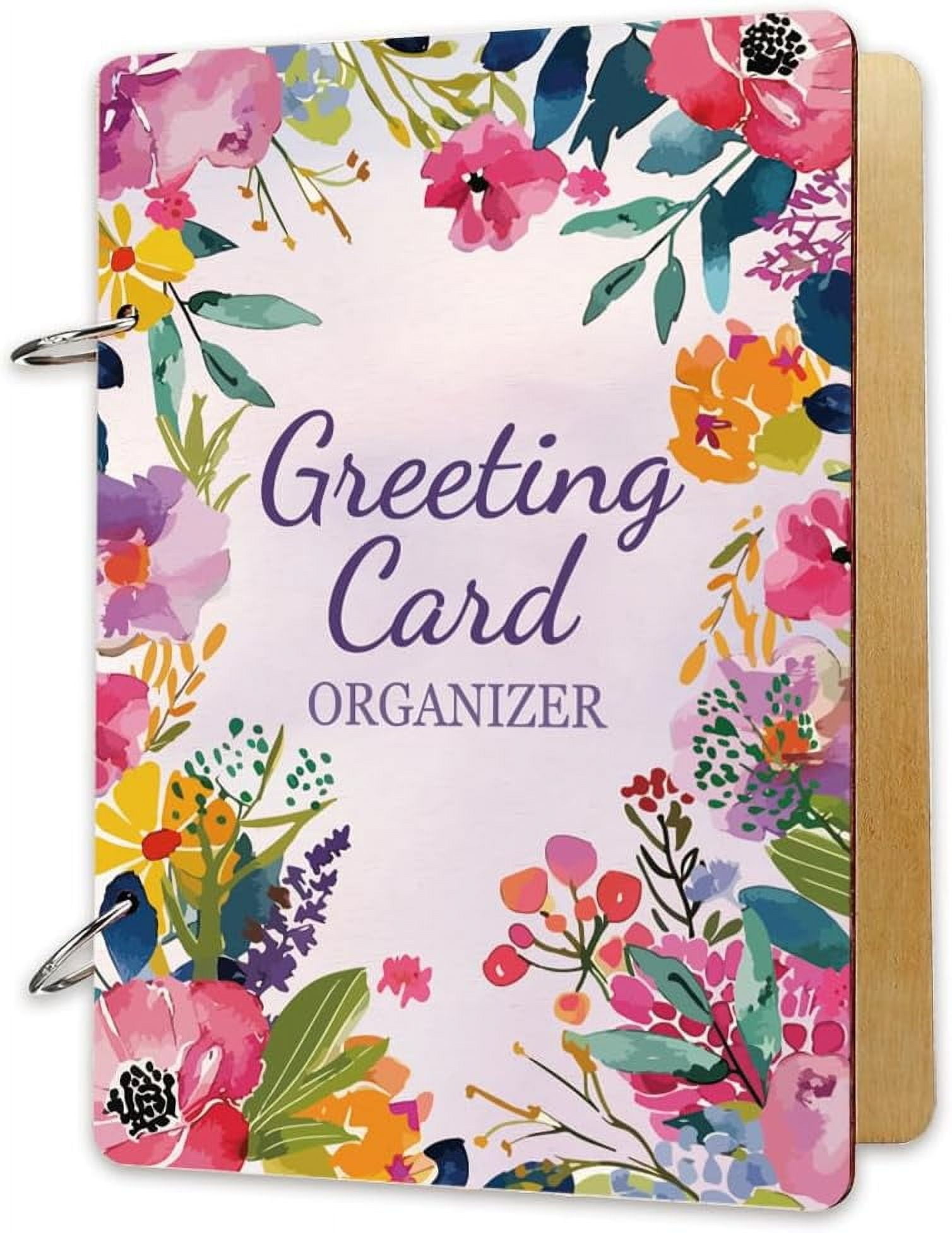 Watercolor Flower Greeting Card Holder Organizer Flowers Wooden Card ...