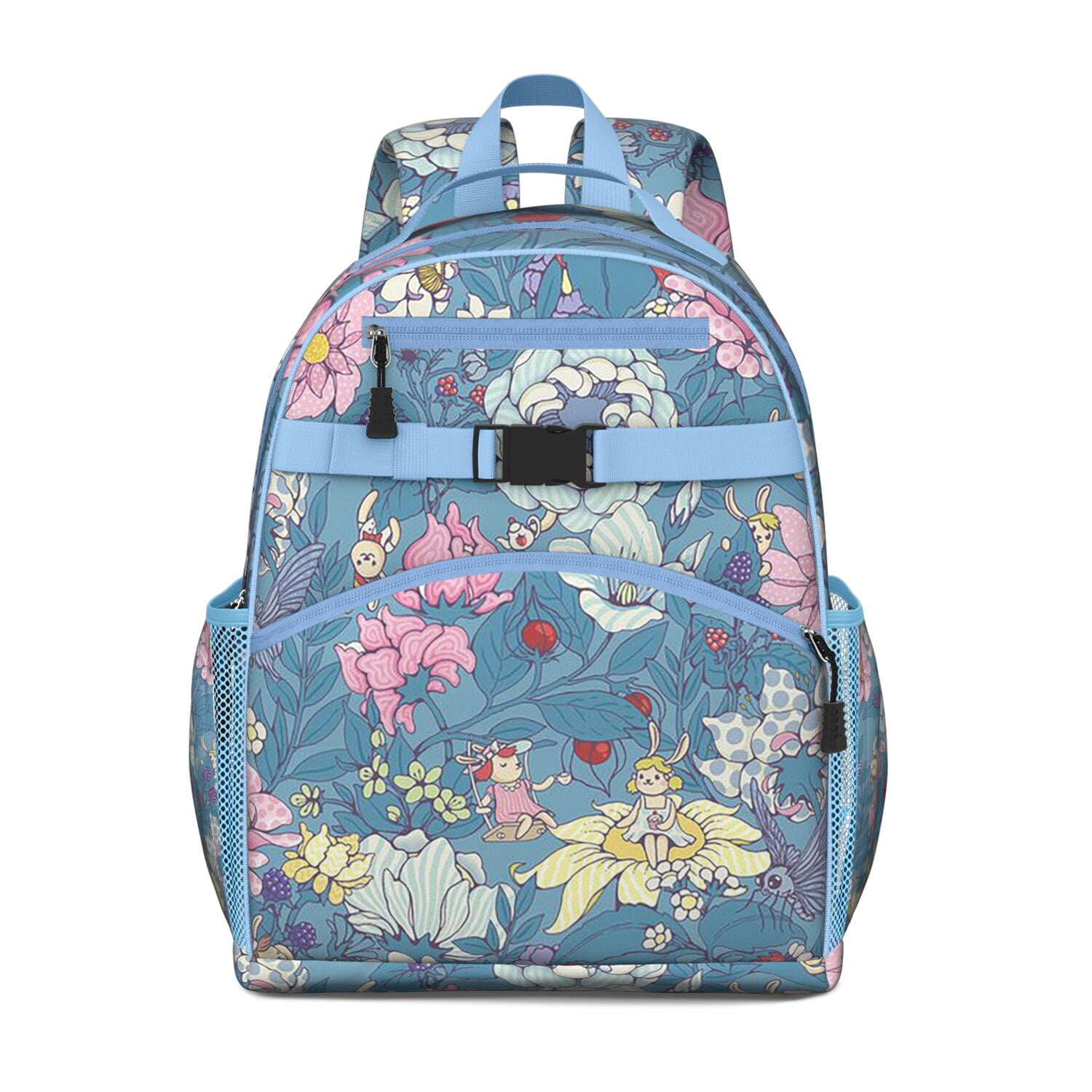 Watercolor Flower Pattern Ergonomic Backpack for School with Spine ...