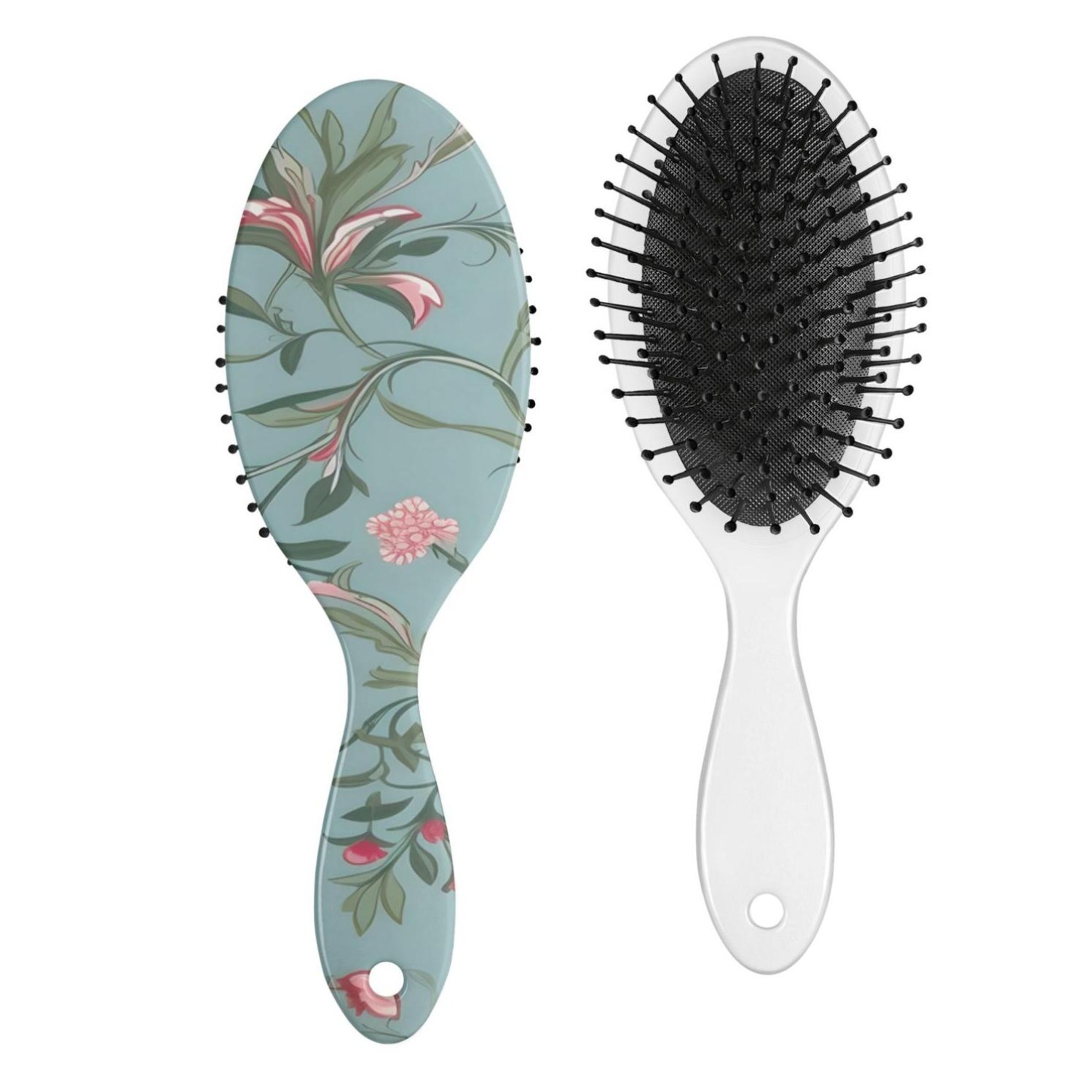 Watercolor Flower Pattern Hair Brush, Vintage Wildflower Detangler with ...