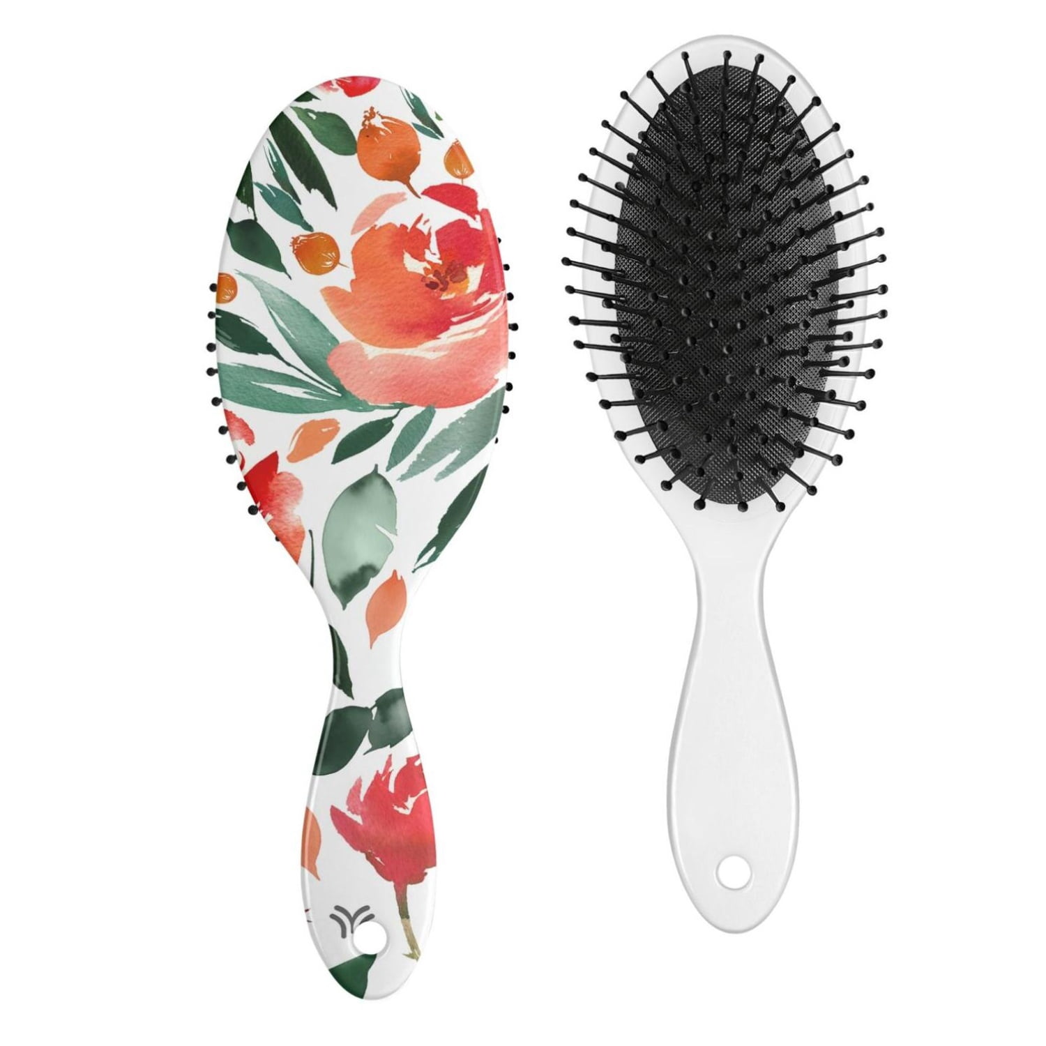 Watercolor Flower Pattern Hair Brush, Vintage Wildflower Detangler with ...
