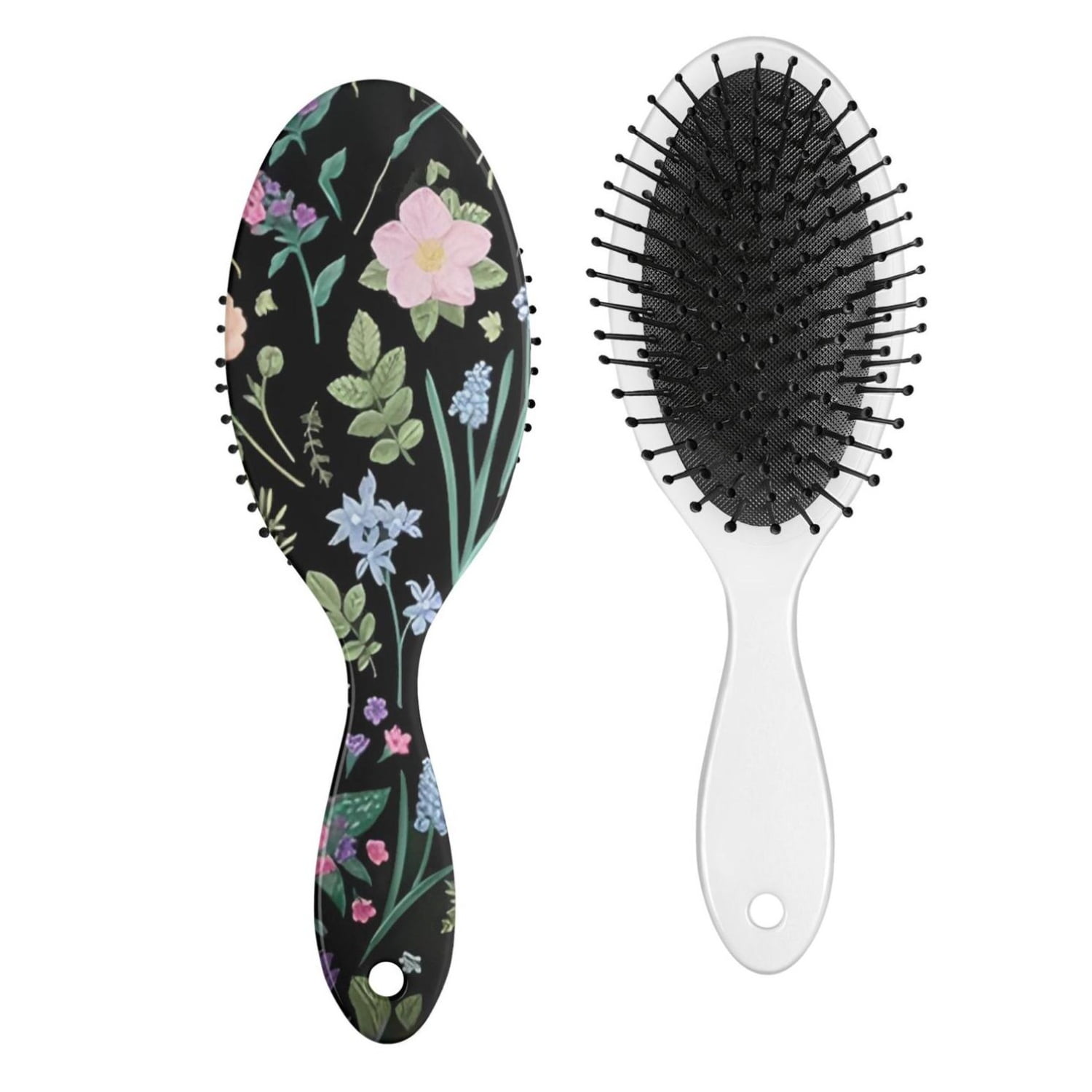 Watercolor Flower Pattern Hair Brush, Vintage Wildflower Detangler with ...