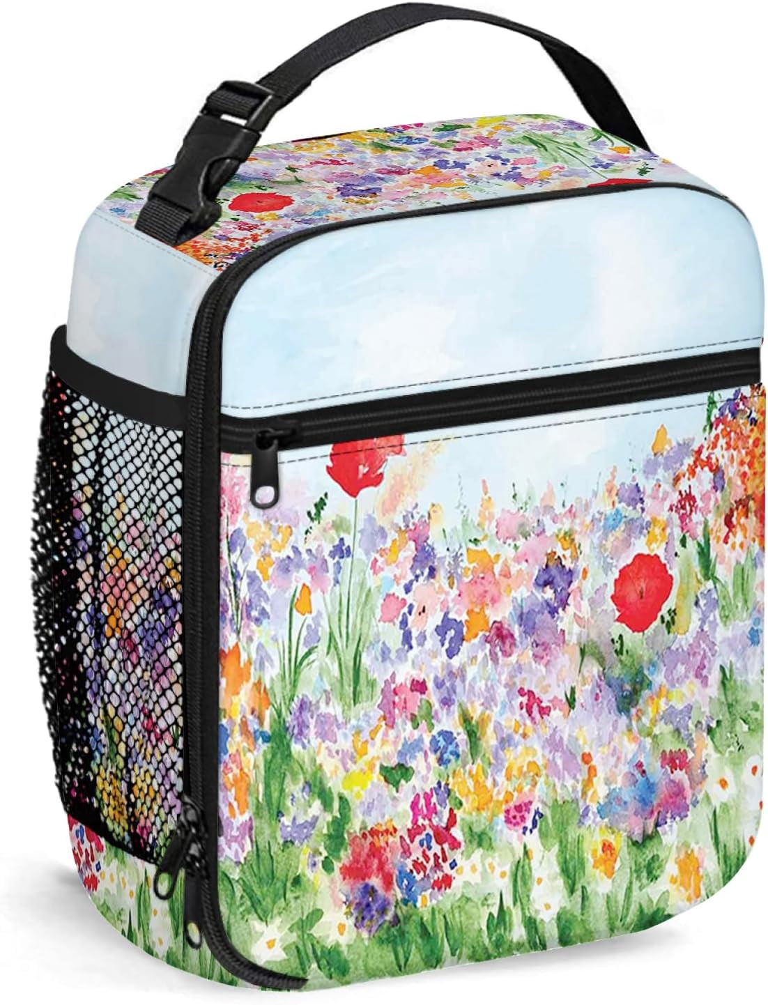Watercolor Flower Portable Lunch Bag Insulated Meal Bag,Grass and ...