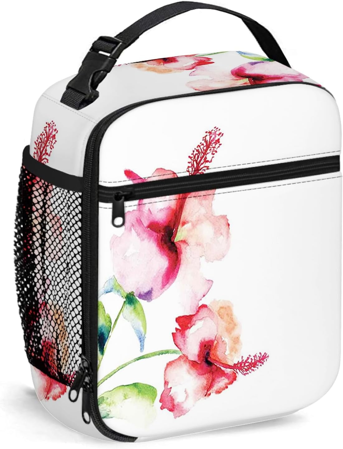 Watercolor Flower Portable Lunch Bag Insulated Meal Bag,Hibiscus ...