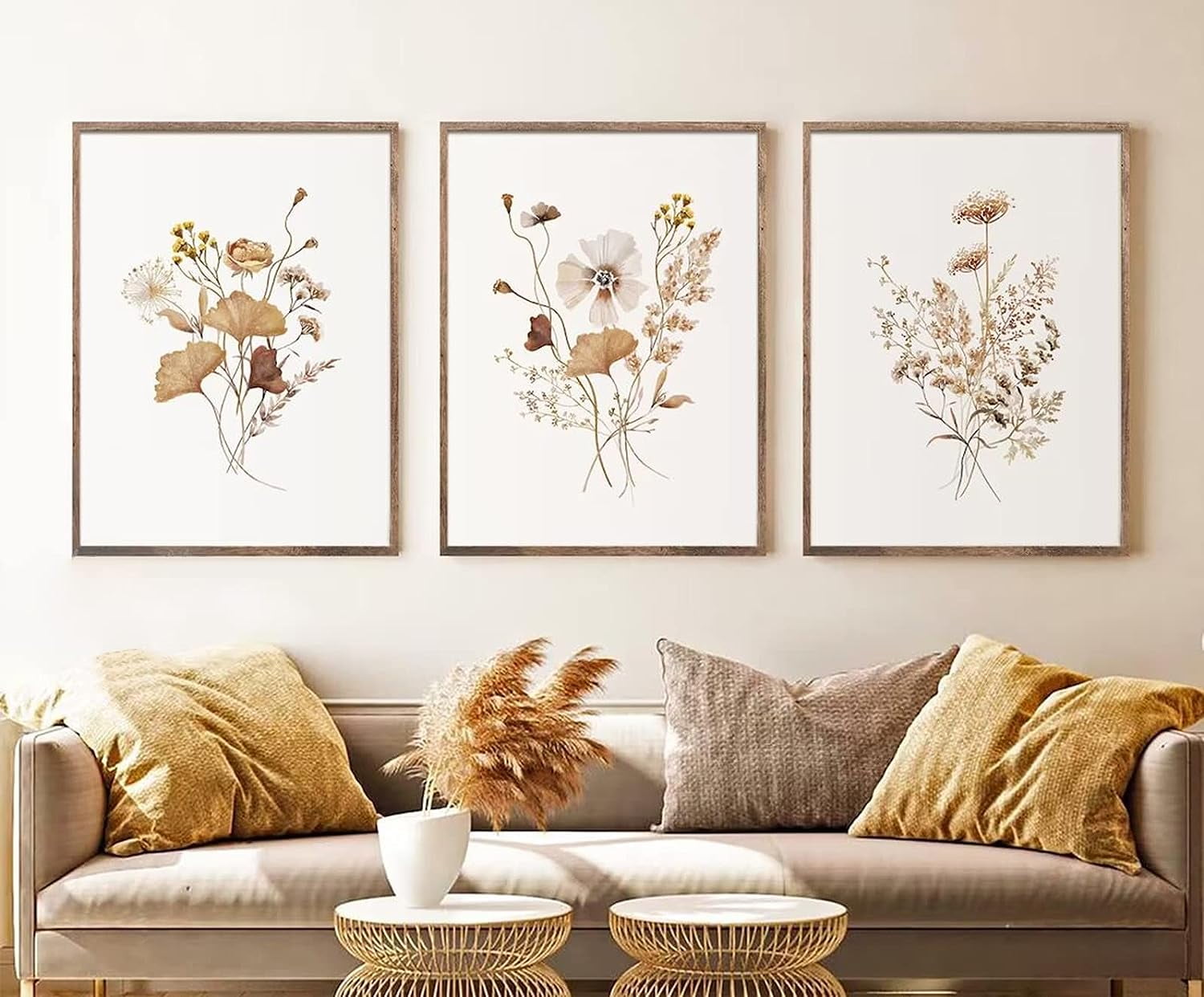 Watercolor Flower Wall Art Set of 3 Wildflower Floral Wall Decor ...