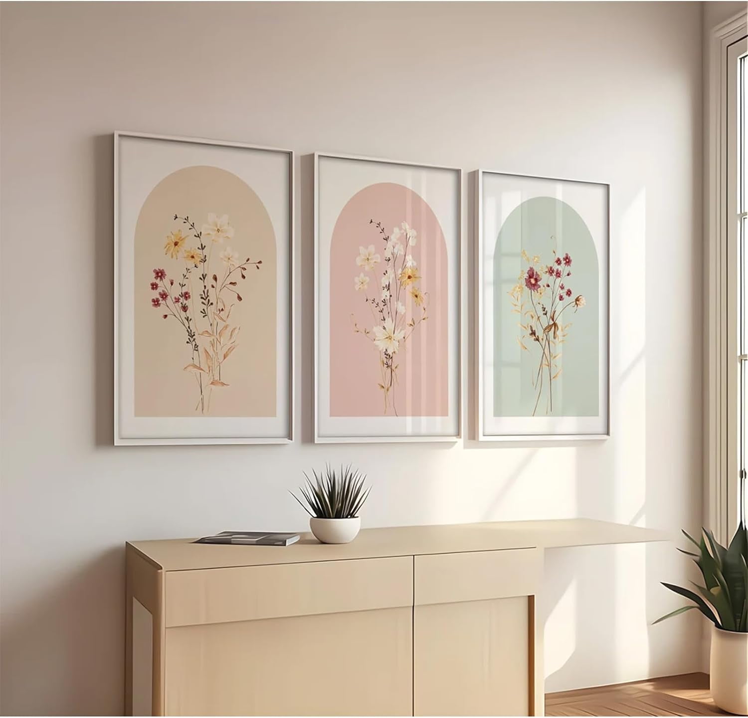 Watercolor Flower Wall Art Set of 3 Wildflower Floral Wall Decor ...
