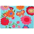 Watercolor Flowers And Butterfly Jellybean Accent Washable Rug 20" x 30 ...