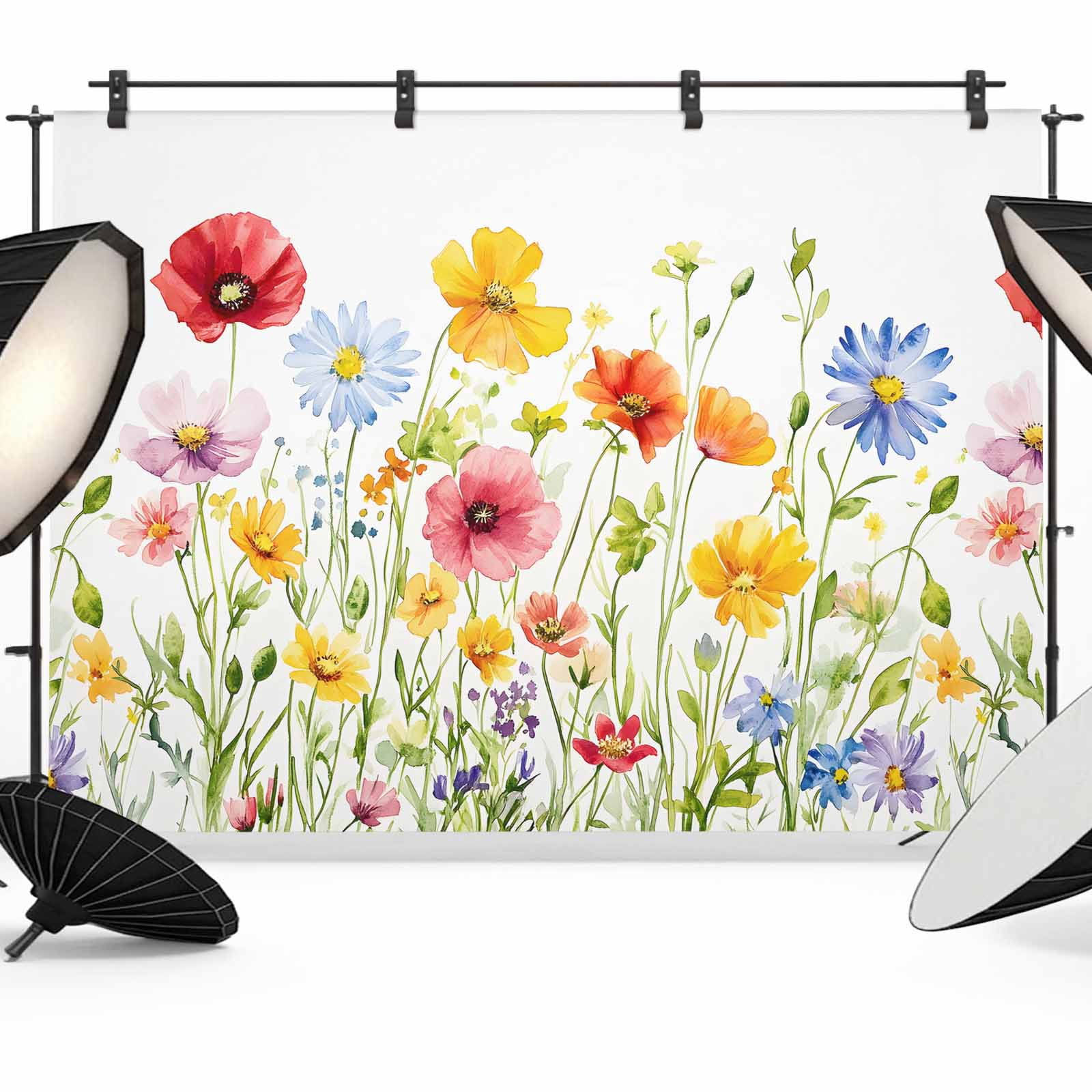 Watercolor Flowers Backdrop for Photoshoot,Photography Photo Studio ...