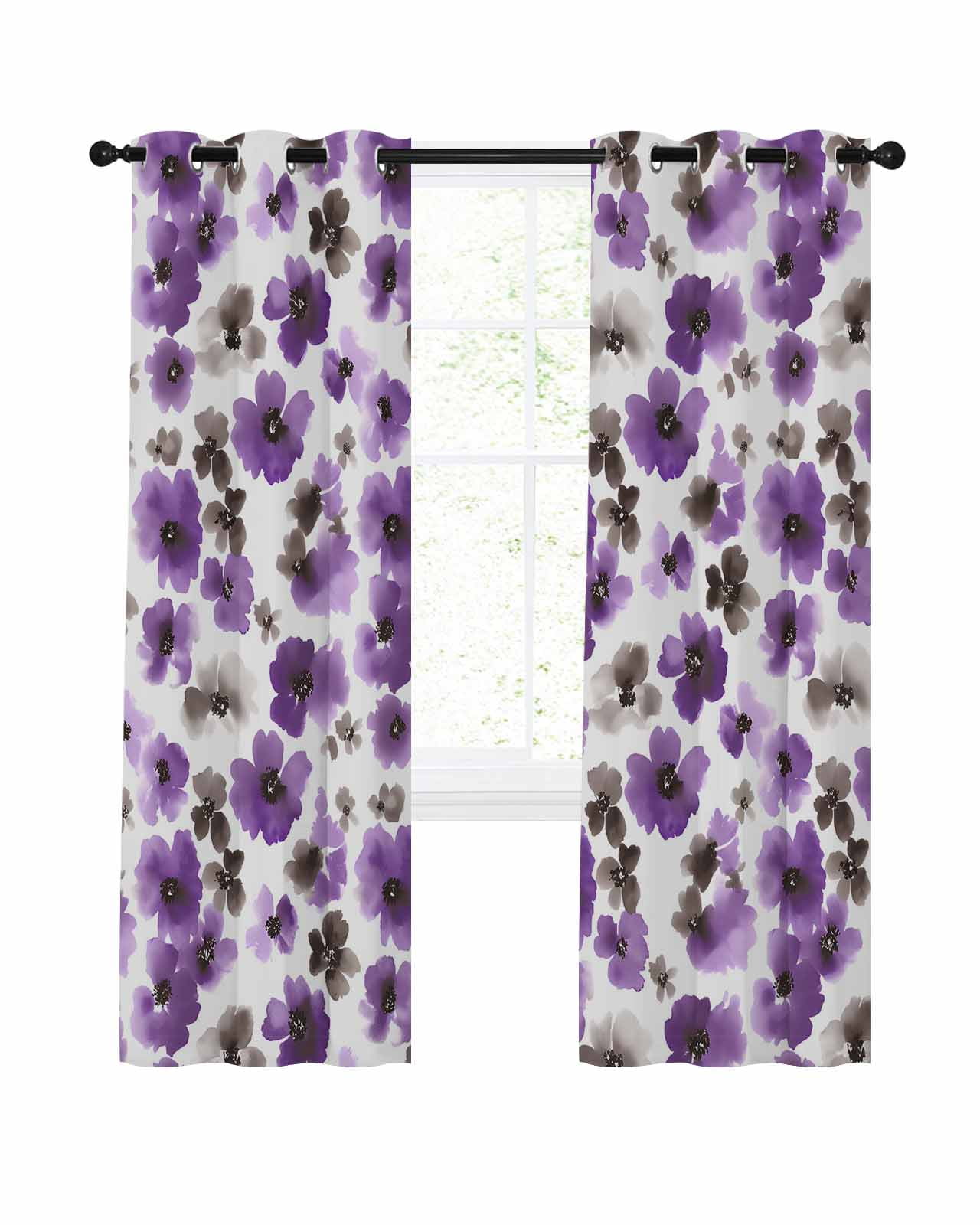 Watercolor Flowers Blackout Curtains for Bedroom Living Room, Vintage ...