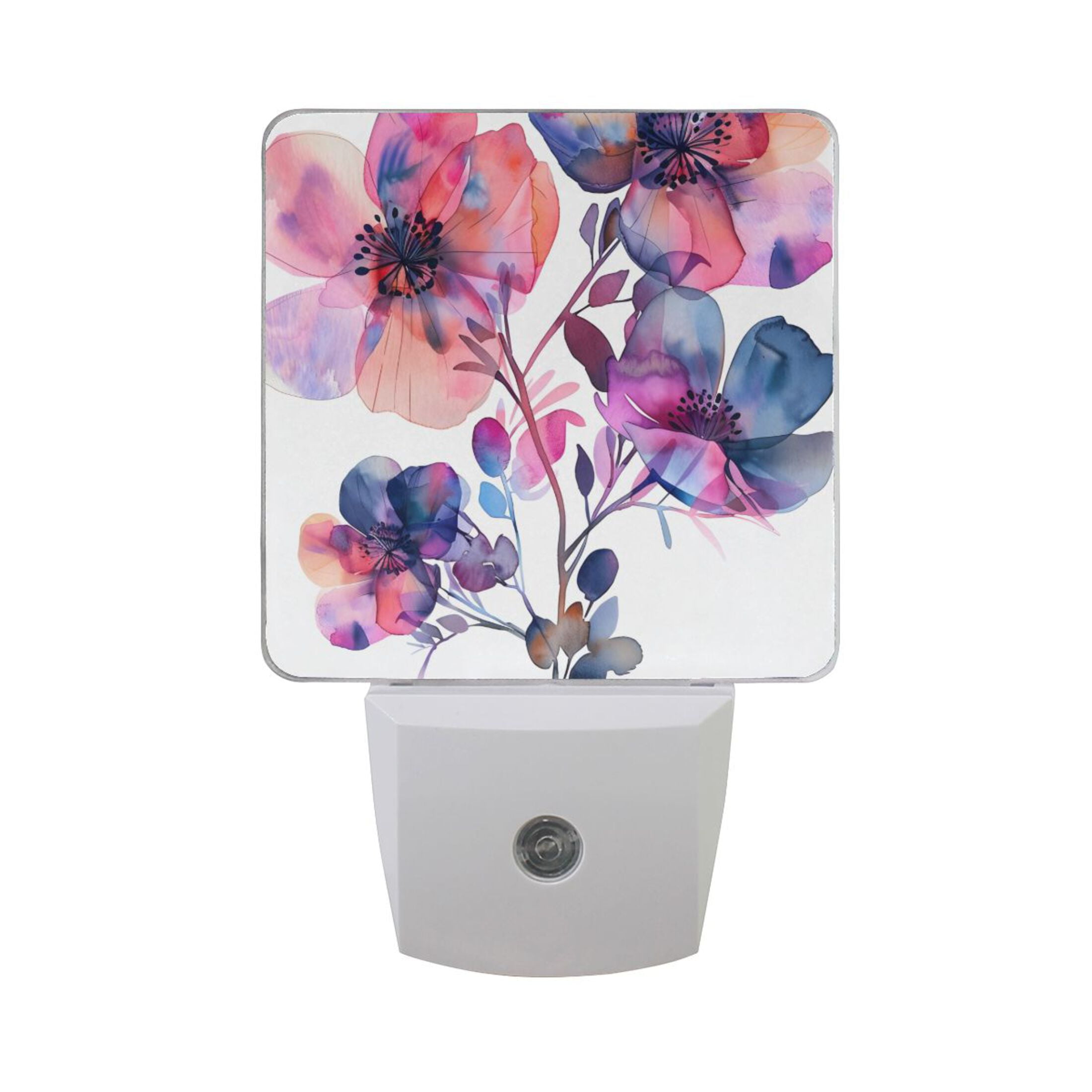 Watercolor Flowers Bouquet Night Light 2 Pack LED Nightlight Plug into ...
