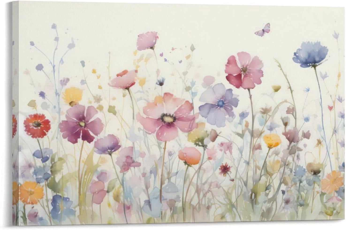 Watercolor Flowers Canvas Wall Art Print Wildflower Wall Art Minimalist ...