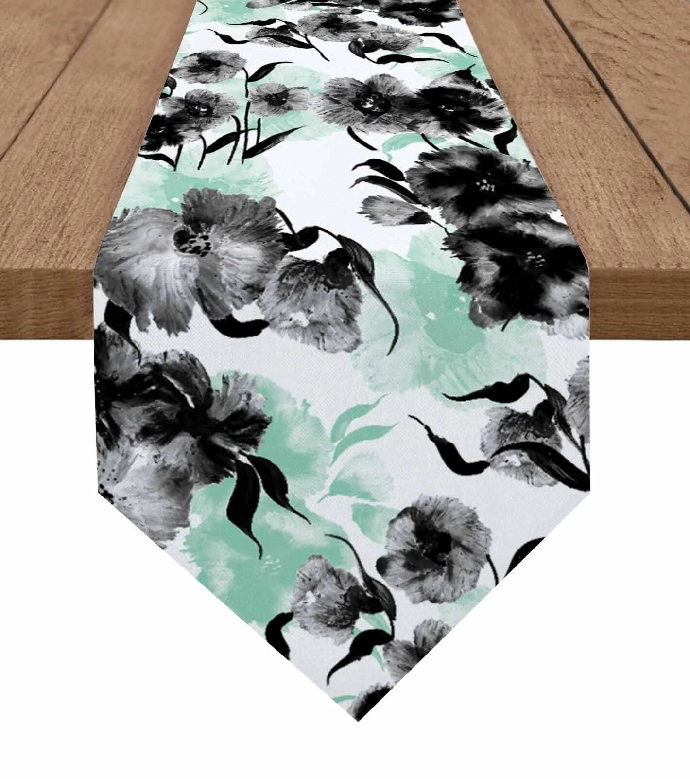 Watercolor Flowers Hand Painted Table Runner Wedding Party Dining Table ...