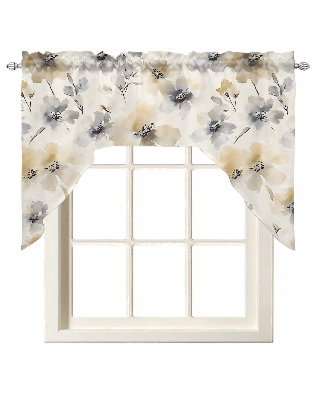 Watercolor Flowers Kitchen Swag Valances for Windows, Retro Farmhouse ...