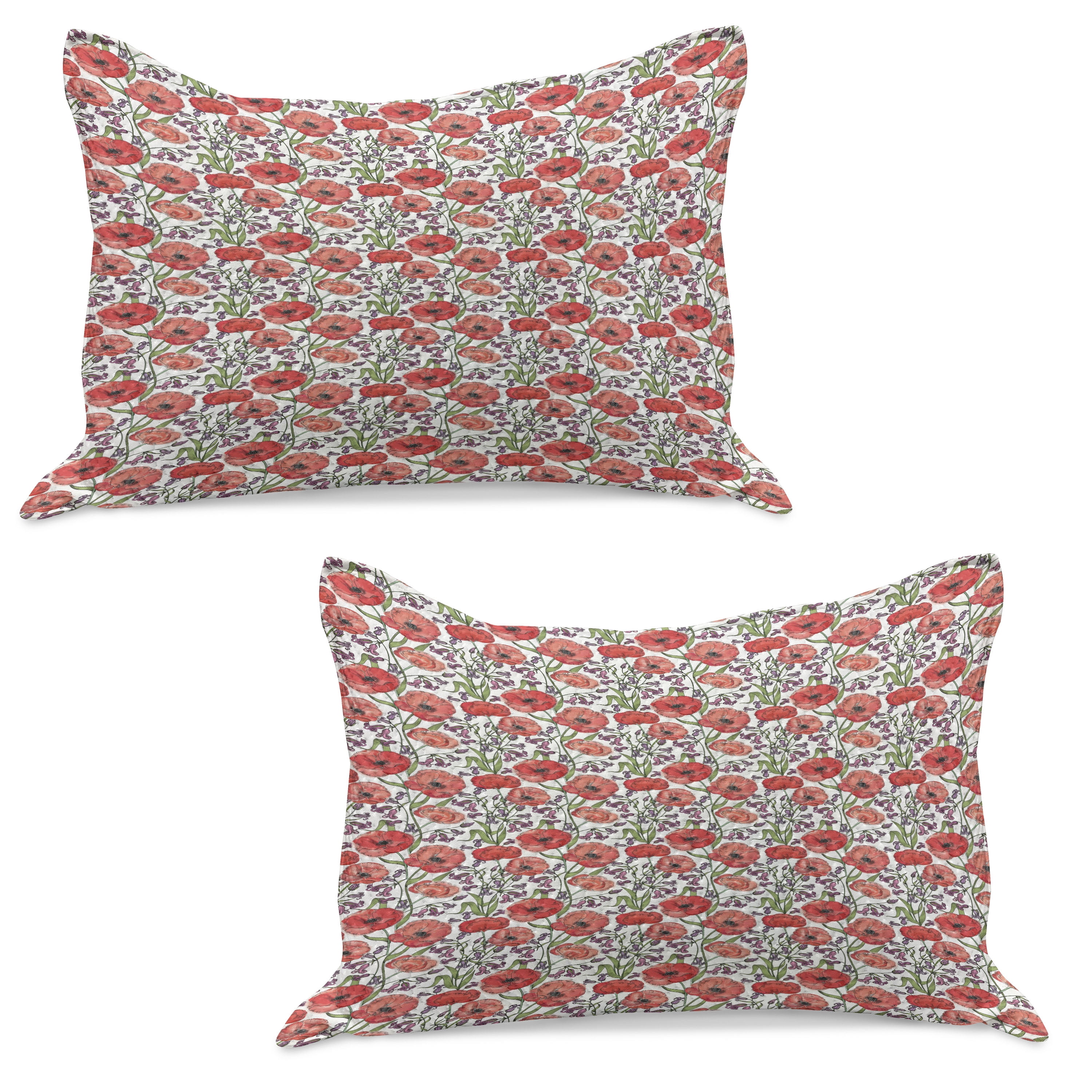 Watercolor Flowers Knitted Quilt Pillowcover Set of 2, Poppy Blossoms ...