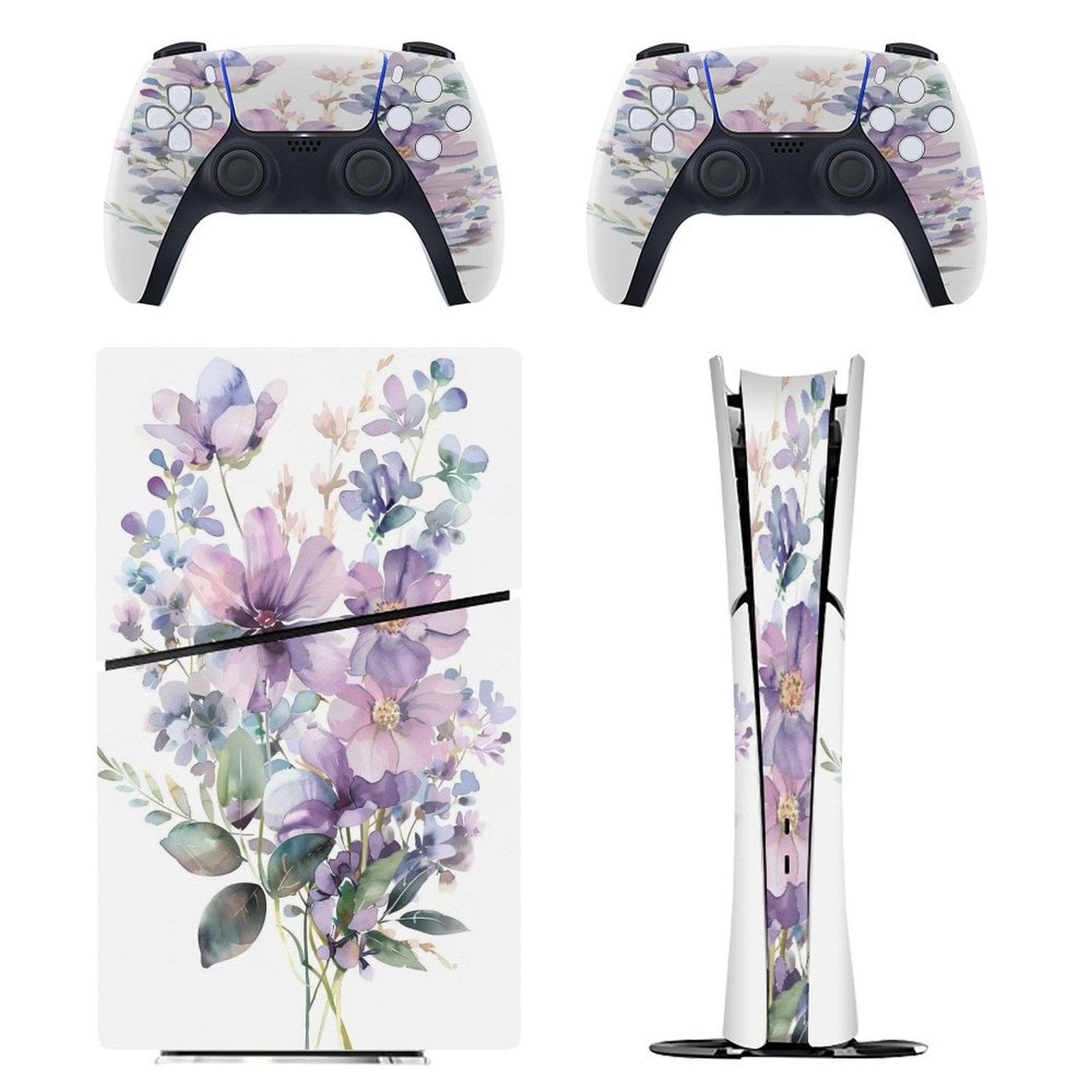Watercolor Flowers Leaves PS5/PS5 Slim Digital Disc Skin Sticker For ...