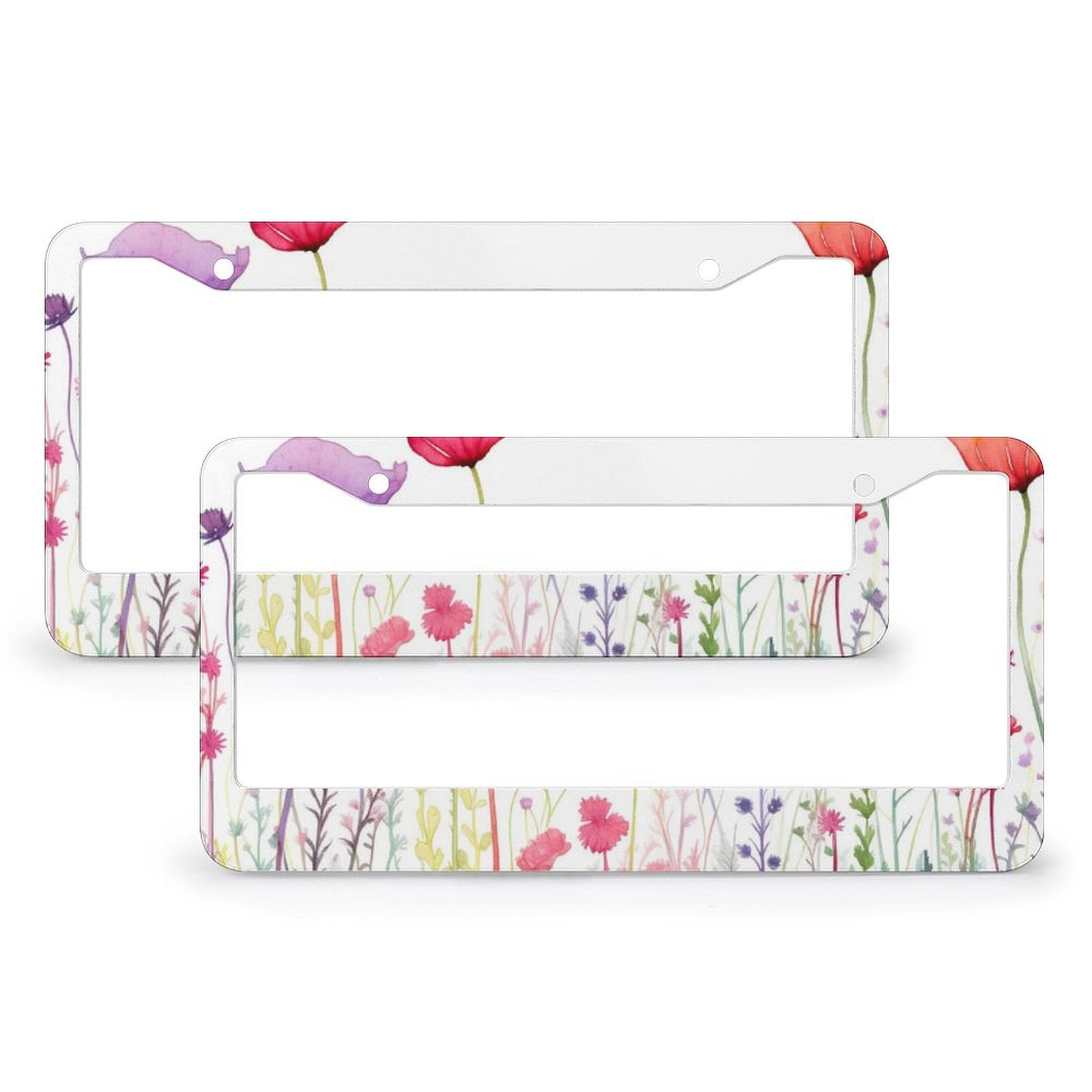 Watercolor Flowers License Plate Cover 2 Pieces Colorful Floral ...