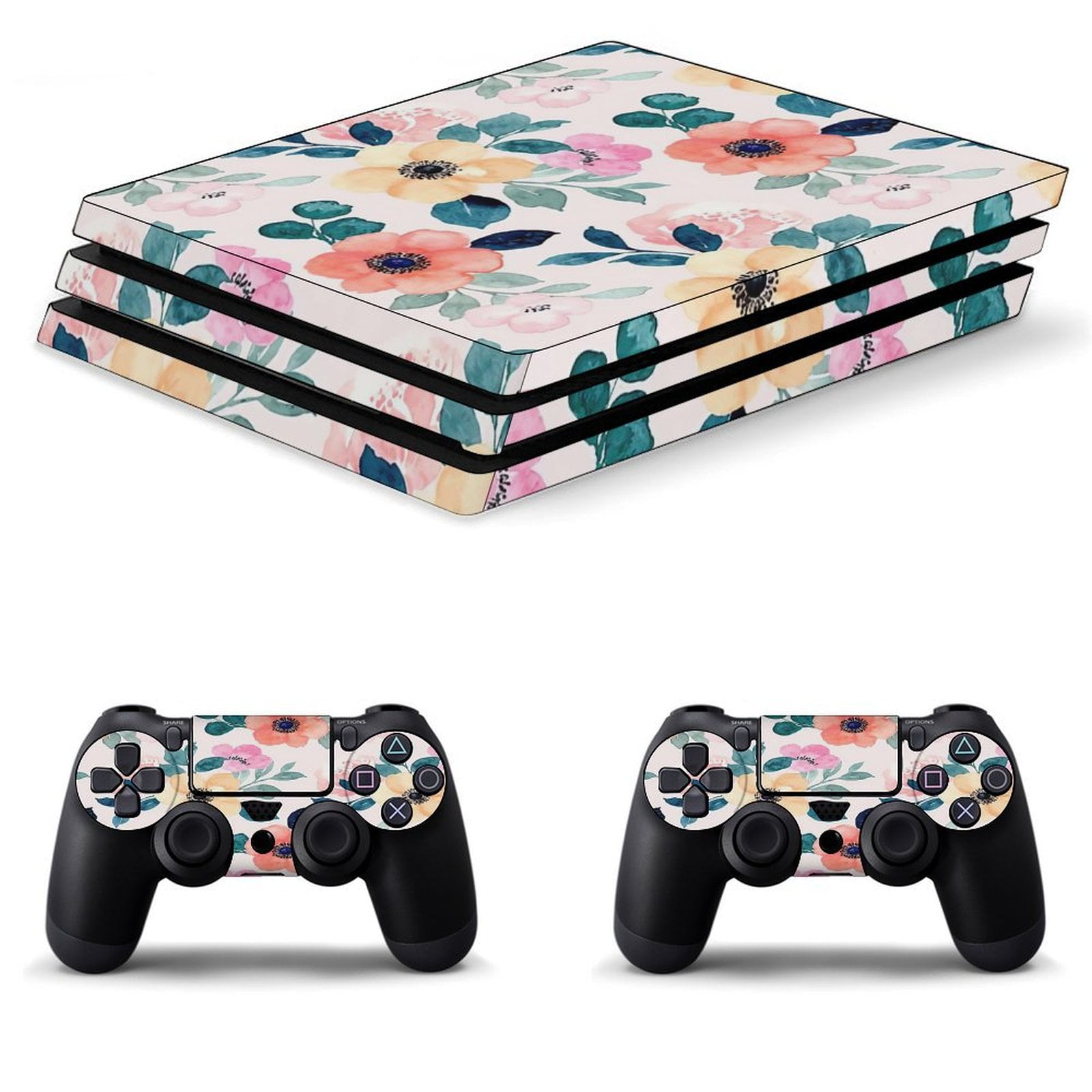Watercolor Flowers PS4/PS4 Pro/PS4 Slim Skin Sticker For Console And Controller Skins - Walmart.com