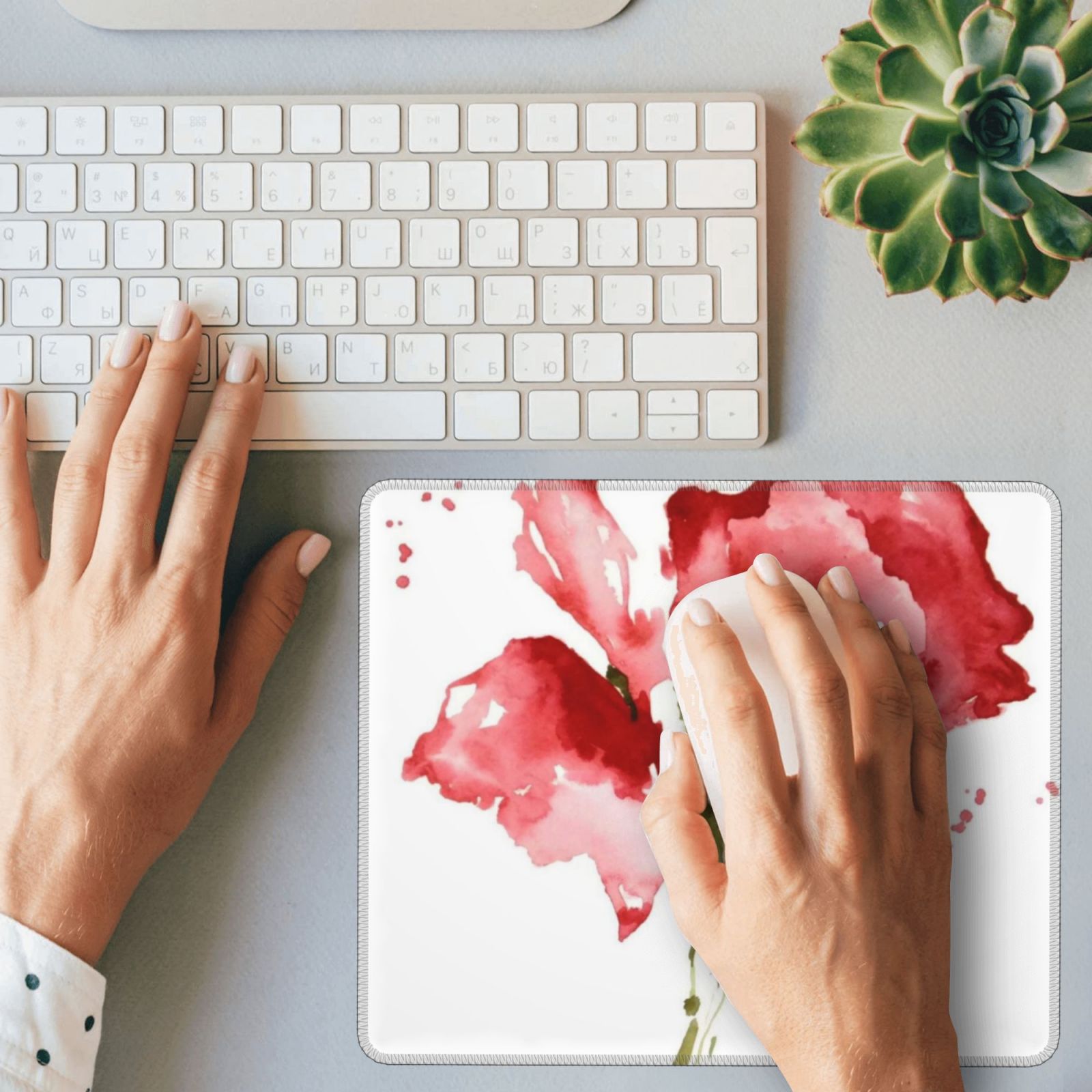 Watercolor Flowers Pattern Print Rubber Lock Edge Mouse pad, Office ...