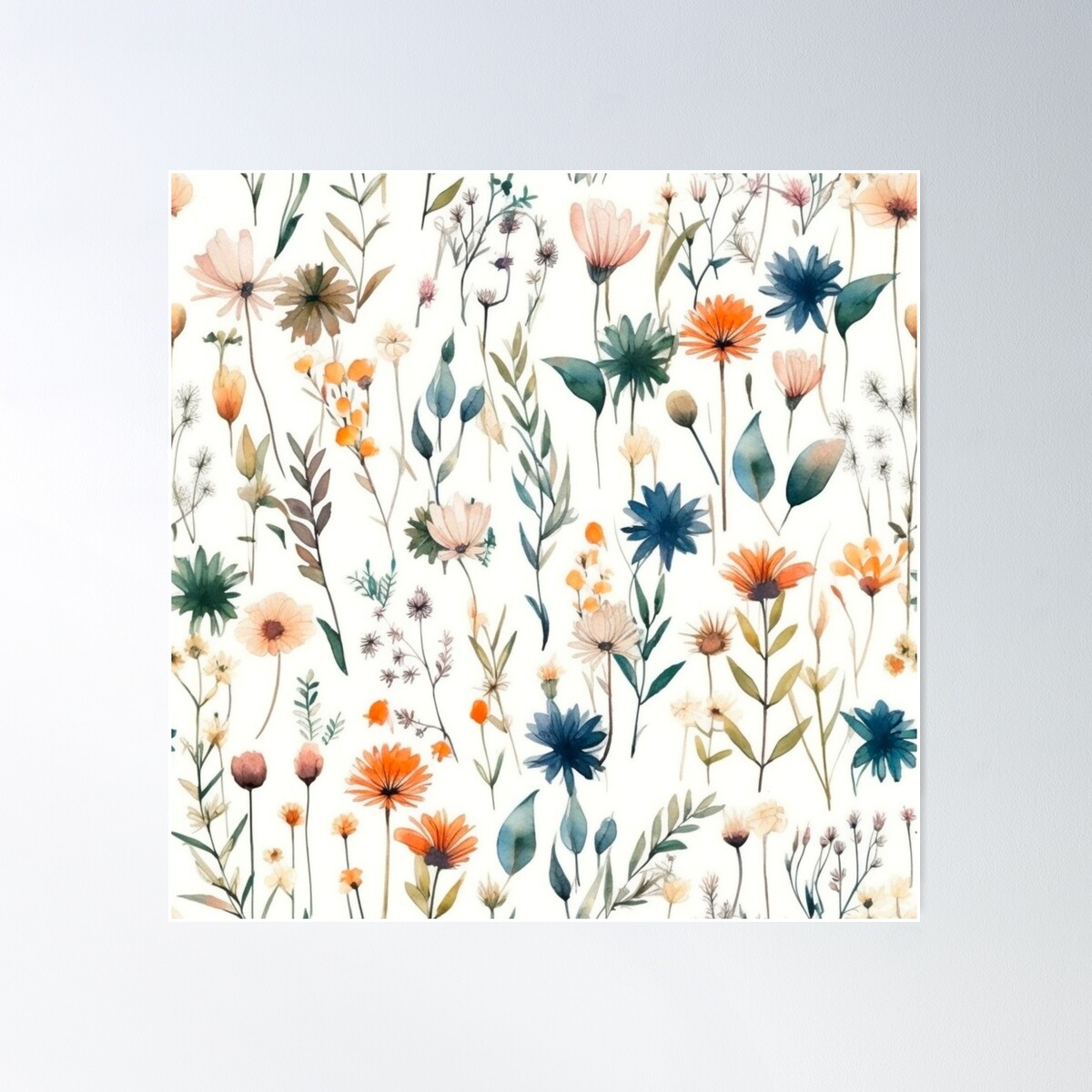 Watercolor Flowers Poster Wall Art, Modern Wall Decor For Living Room ...