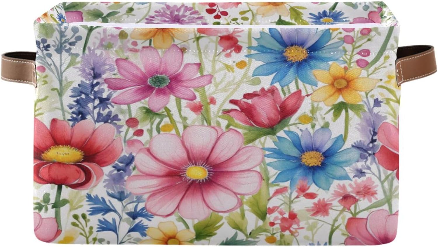 Watercolor Flowers Shelf Storage Bins, Foldable Fabric Storage Baskets ...