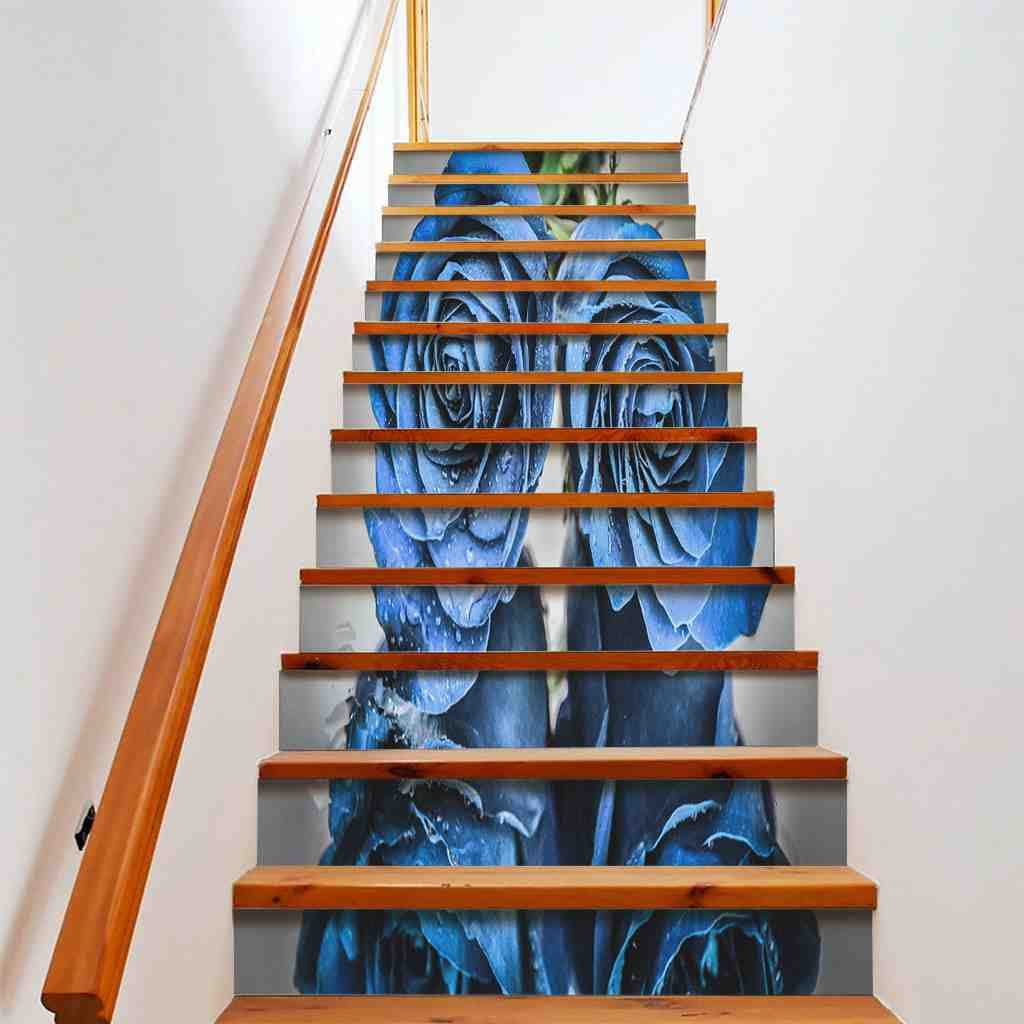 Watercolor Flowers Stair Stickers Purple Floral Stairway Decals ...