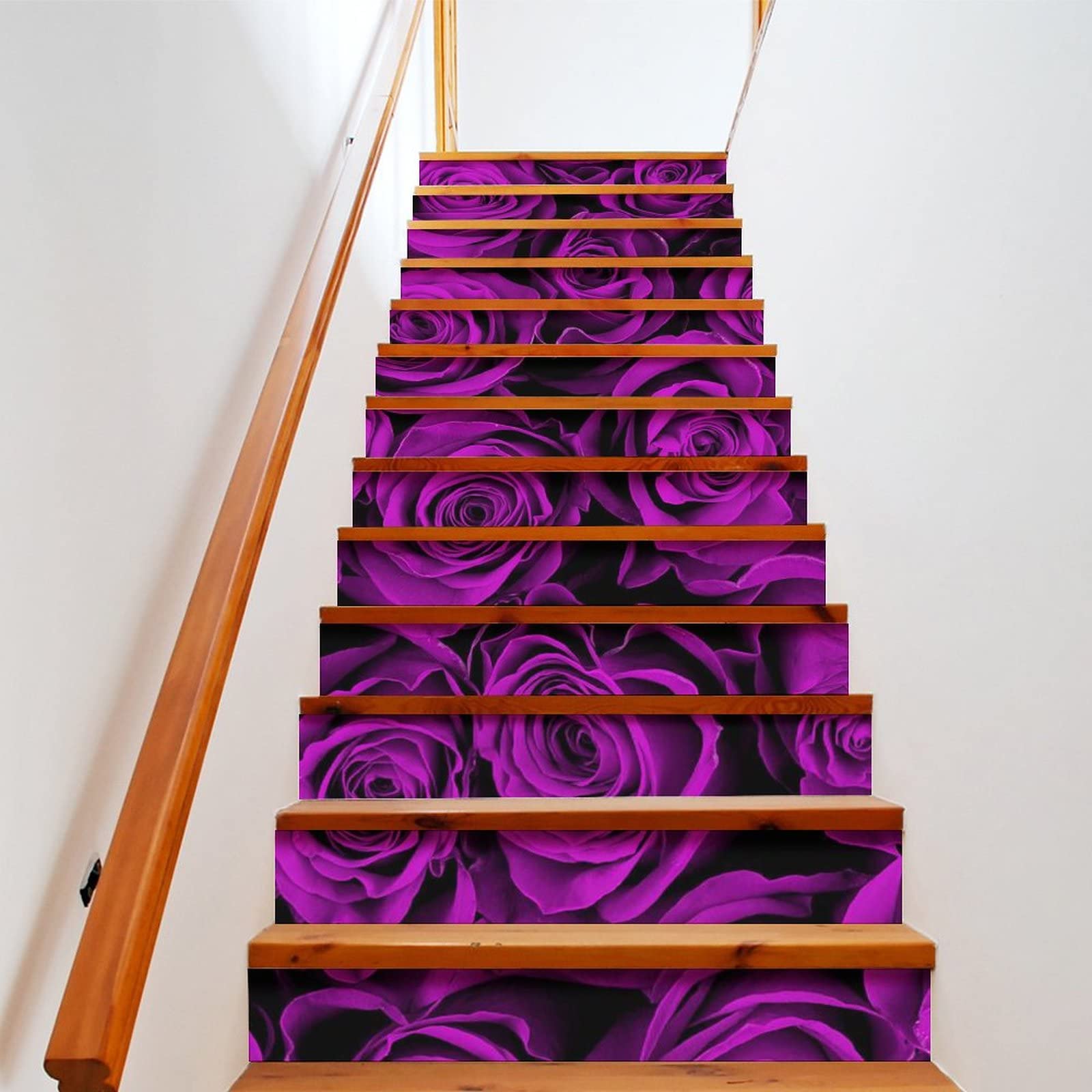 Watercolor Flowers Stair Stickers Purple Floral Stairway Decals ...