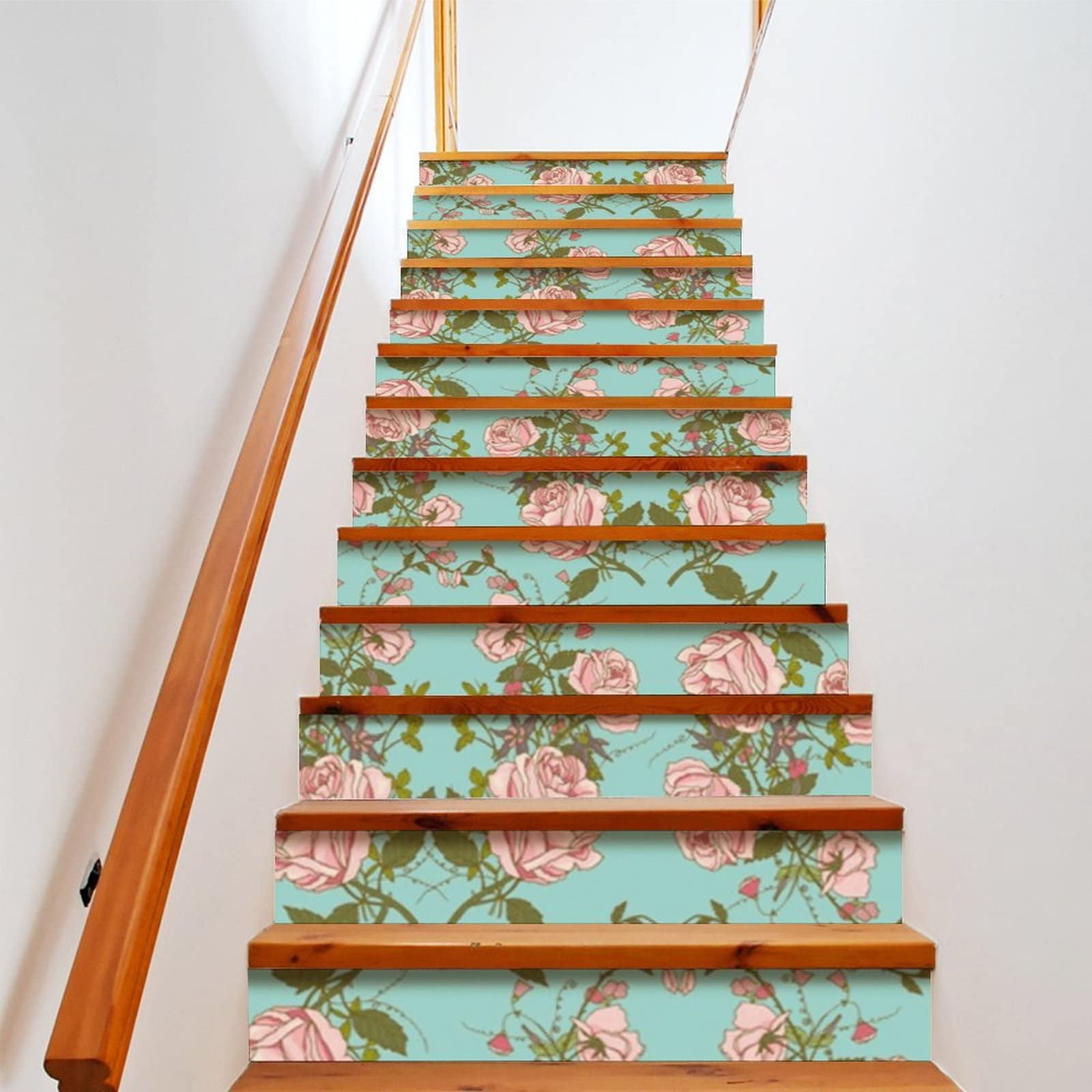 Watercolor Flowers Stair Stickers Purple Floral Stairway Decals ...