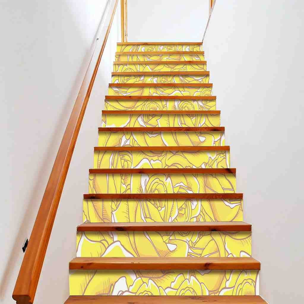 Watercolor Flowers Stair Stickers Purple Floral Stairway Decals ...