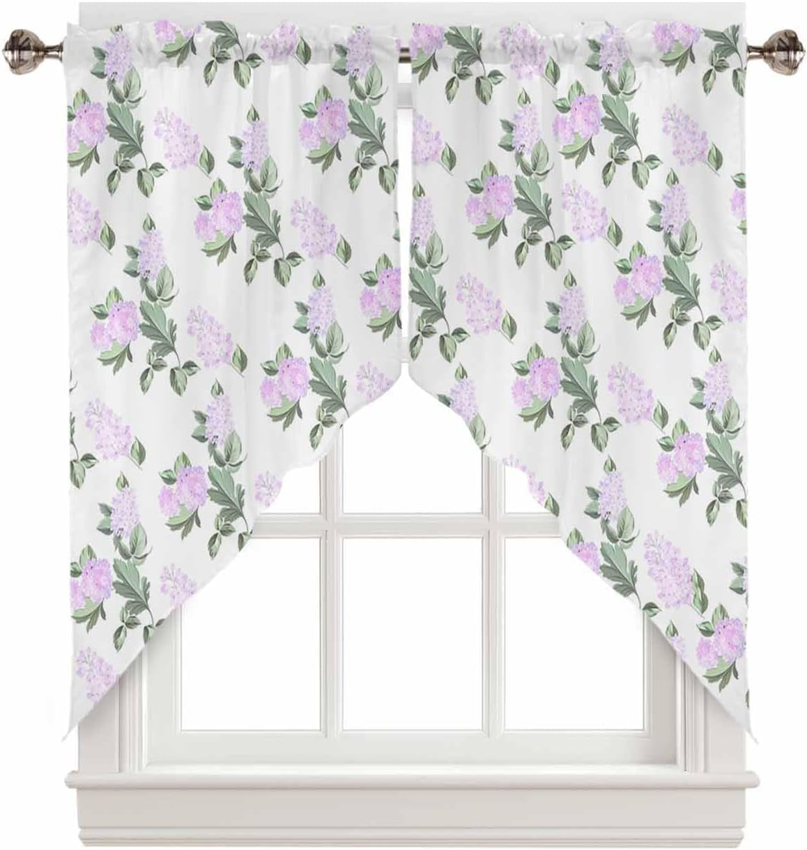 Watercolor Flowers Swag Valances For Windows Rod Pocket Kitchen Window ...