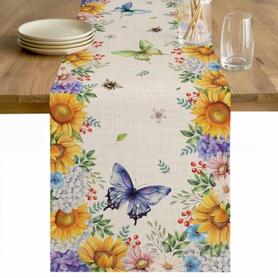 Watercolor Flowers Table Runner 120 Inches Long Farmhouse Dress Scarves ...
