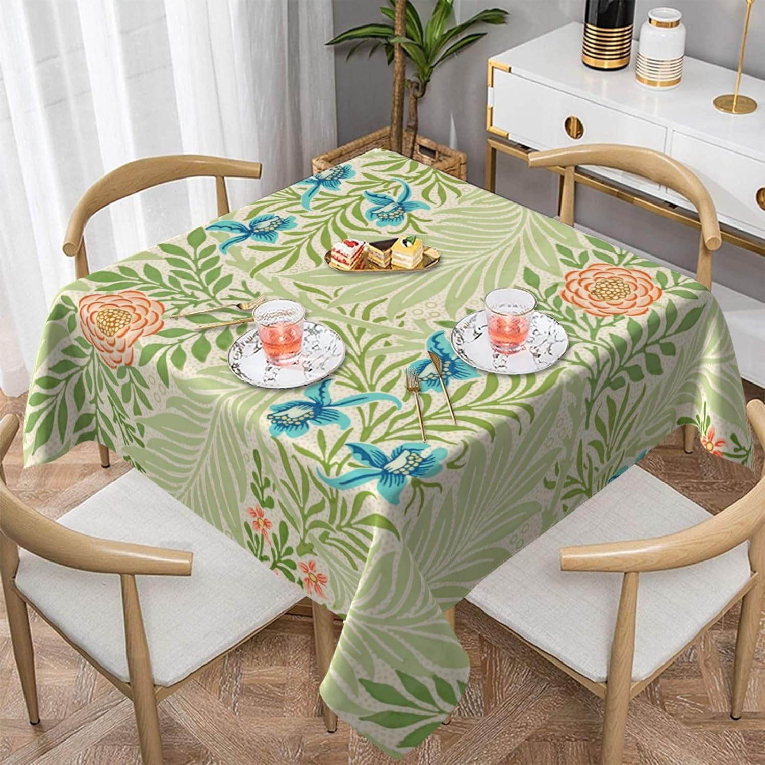 Watercolor Flowers Tablecloths Square Waterproof 55x55 inch,William ...