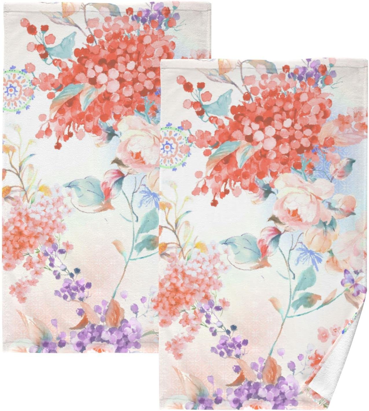 Watercolor Flowers Towels 2 Piece Washcloth Hand Towels, Highly ...