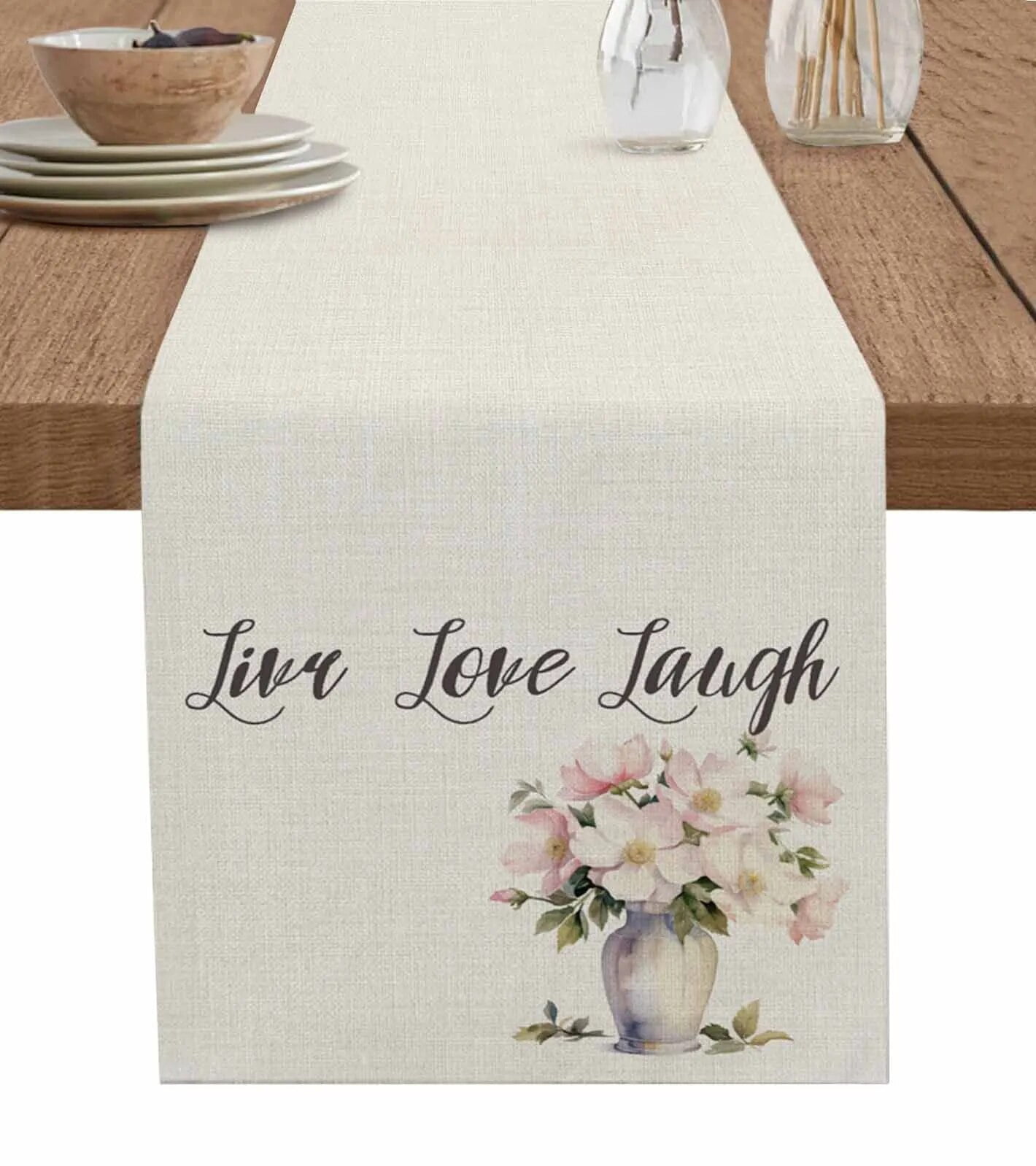 Watercolor Flowers Vase Table Runner Wedding r Table Runner Home Dining ...