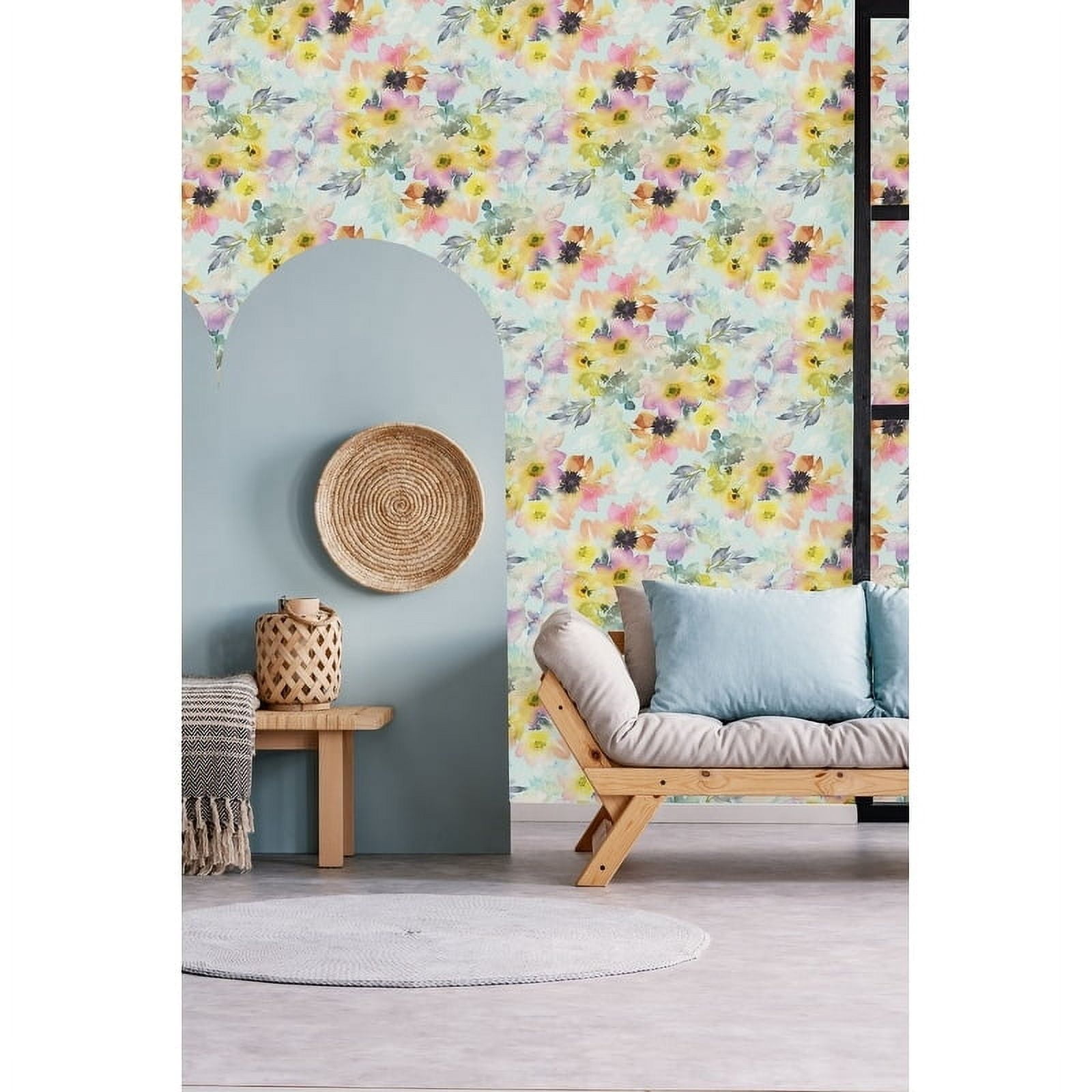 Watercolor Flowers Wallpaper Pre-Pasted - 25"W x 225"H - Walmart.com