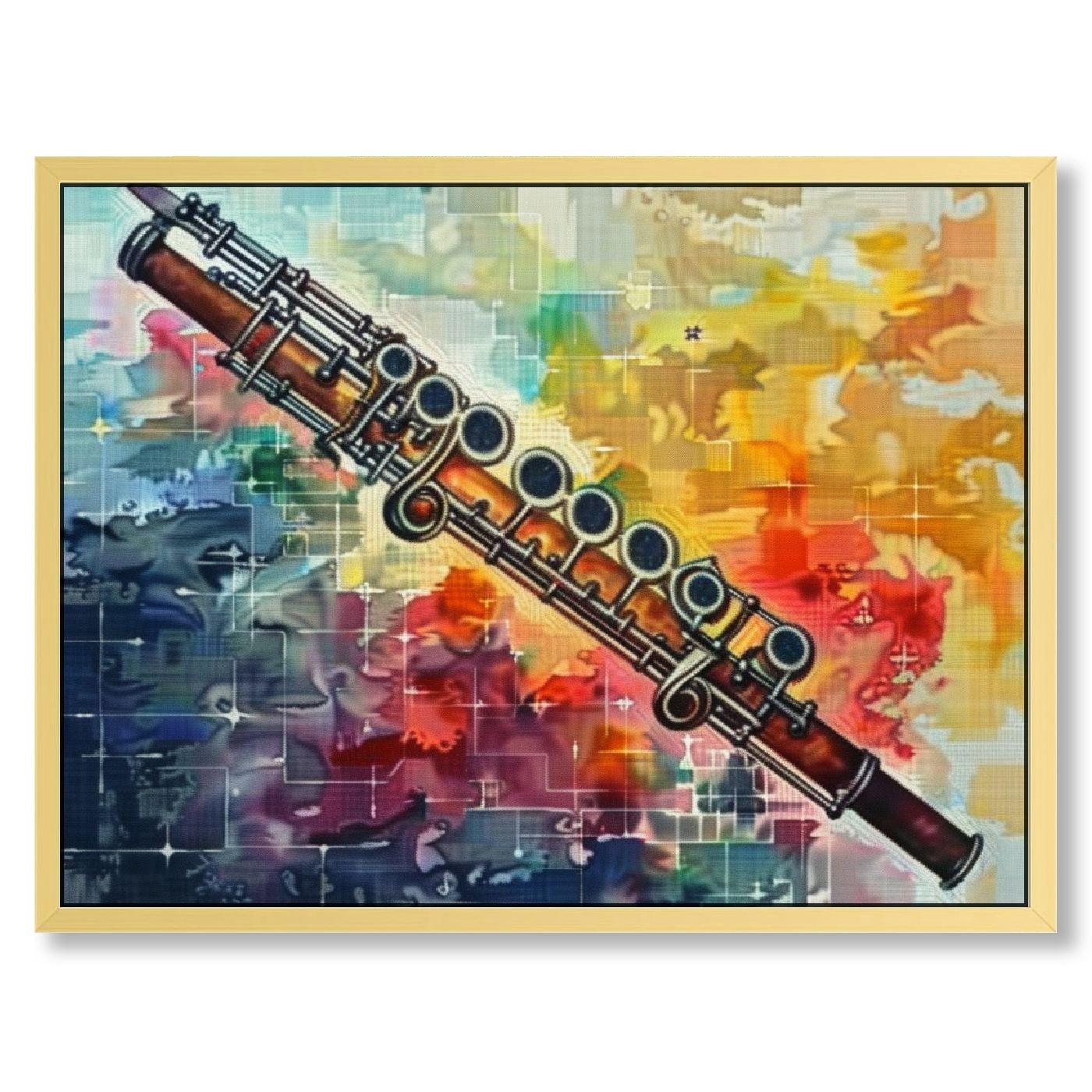 Watercolor Flute Music Wall Art Canvas Painting Prints Hanging Picture ...