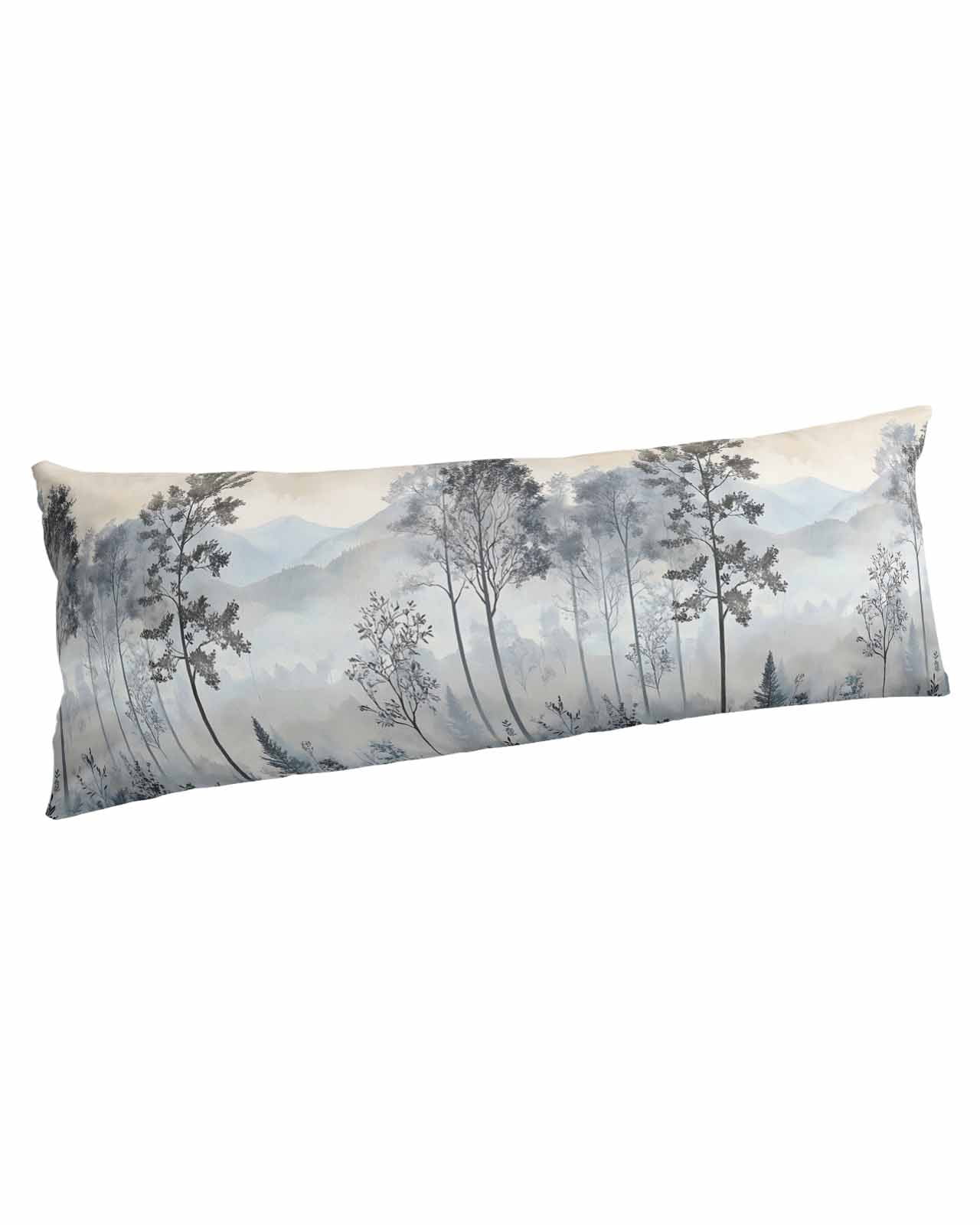 Watercolor Forest Body Pillow Covers, Vintage Mountain Branches Tree ...