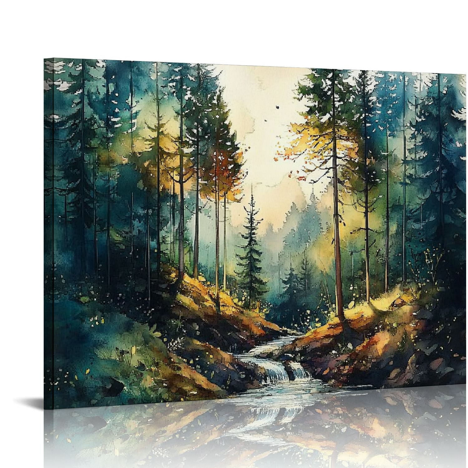 Watercolor Forest Poster,Green Trees Wall Art,Nature Watercolor ...