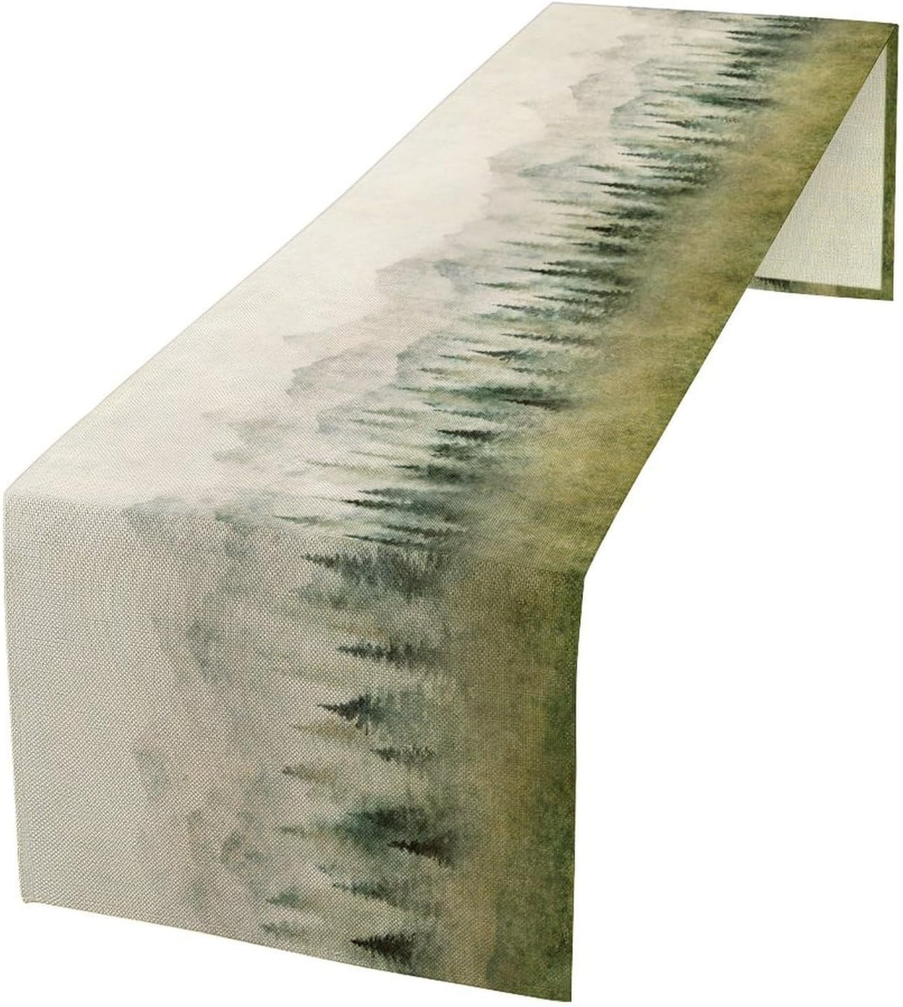 Watercolor Forest Table Runner,Watercolor Woodland Forest Mountains ...