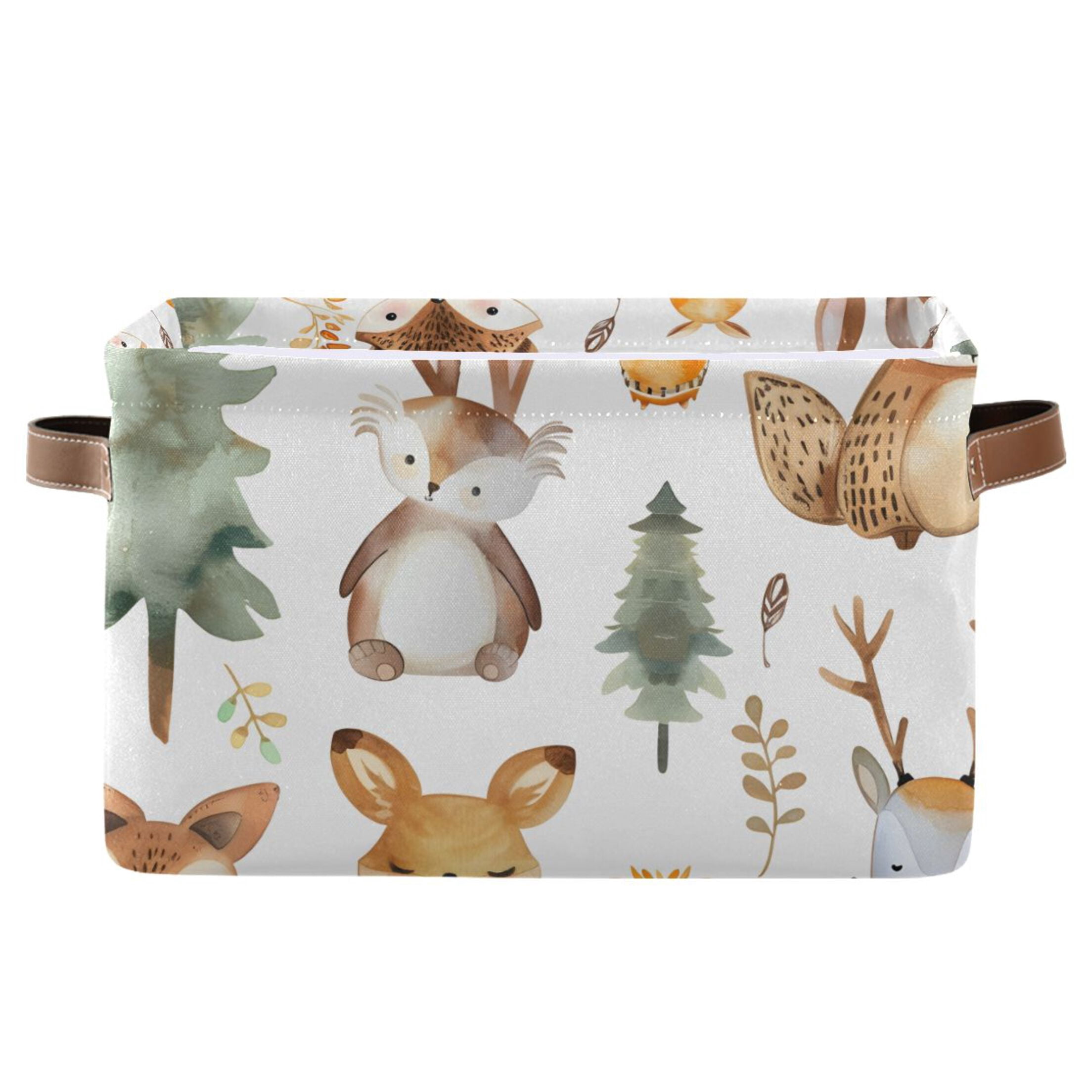 Watercolor Fox Forest Storage Basket Large Foldable Storage Bin Laundry ...