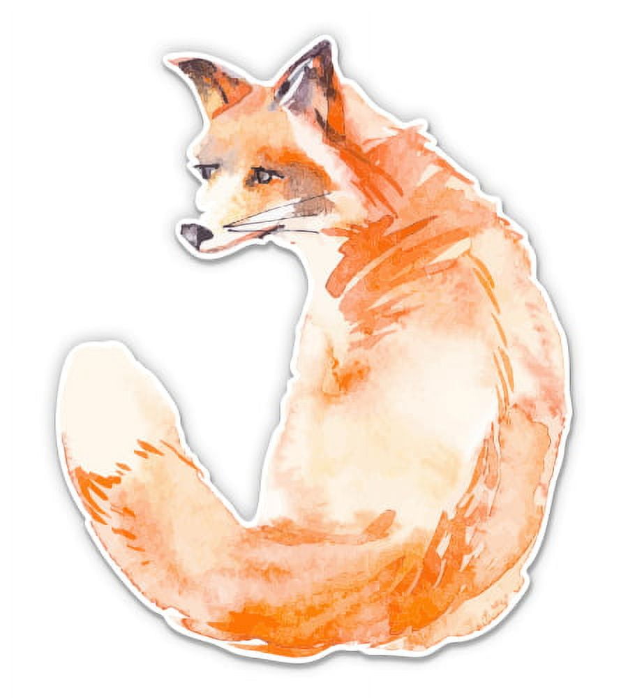 Watercolor Fox Pretty - 12" Vinyl Sticker Waterproof Decal - Walmart.com