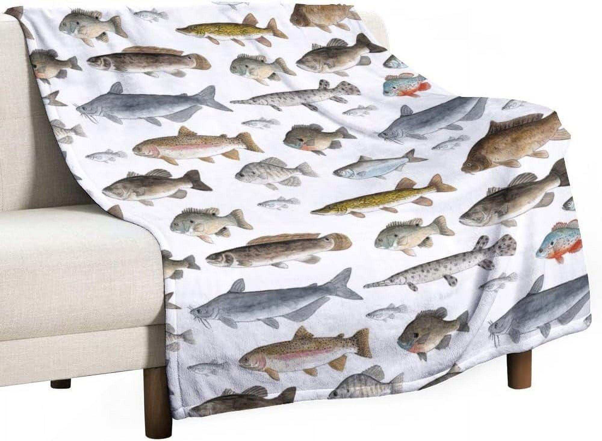 Watercolor Few Freshwater Fish Cartilag Flannel Fleece Throw Blanket ...